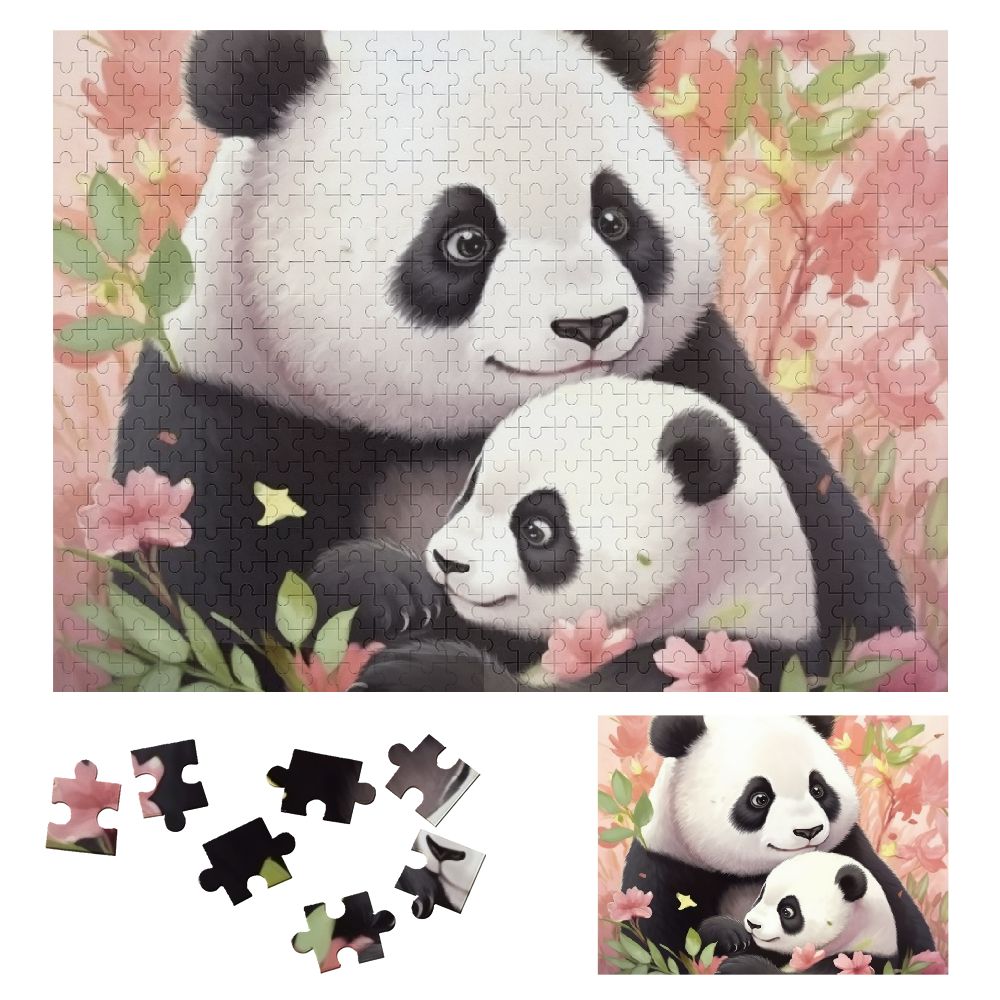 Palnkart Panda Bears Hugging Flowers Wooden Jigsaw Puzzle Impossible ...