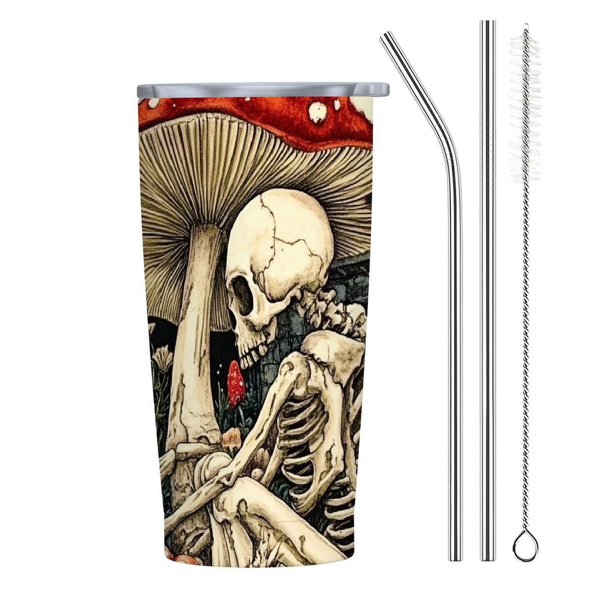 Palnkart Skeleton Mushroom House 20oz Car Tumbler with Straw 304 ...