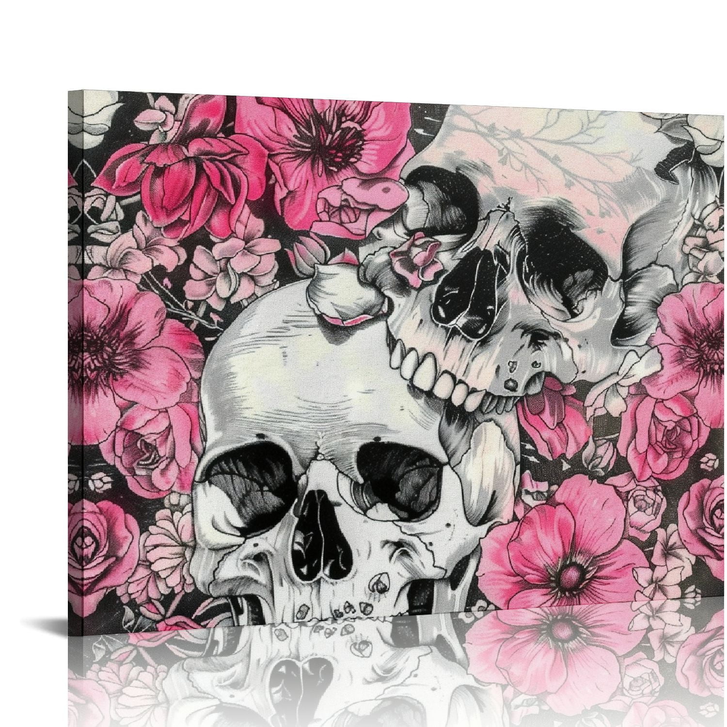Palnkart Skulls Flowers Detailed Illustration Fine Art Aesthetic Poster ...