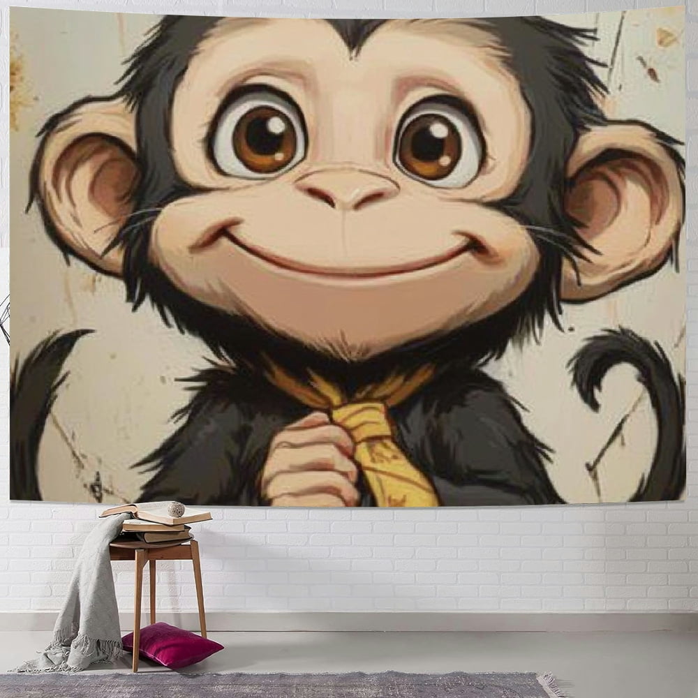 Palnkart Smiling Monkey Tapestry Wall Hanging Unique Style Graphic ...