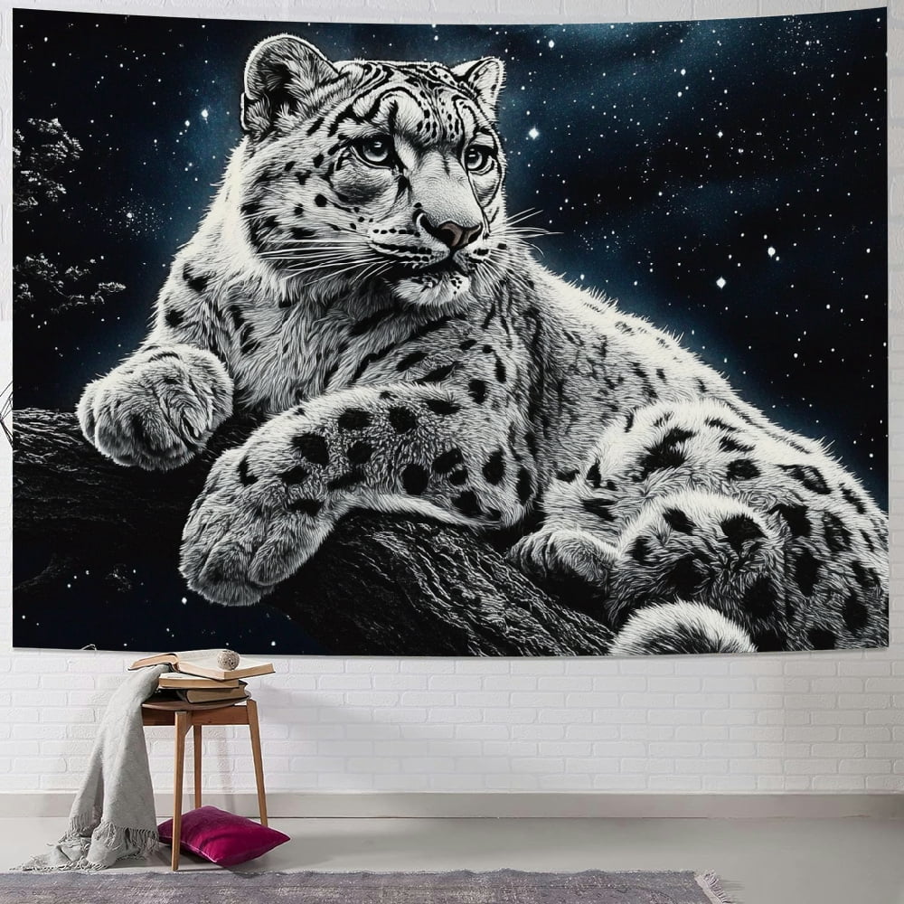 Palnkart Snow Leopard Night Sky Tapestry Wall Hanging Unique Style ...