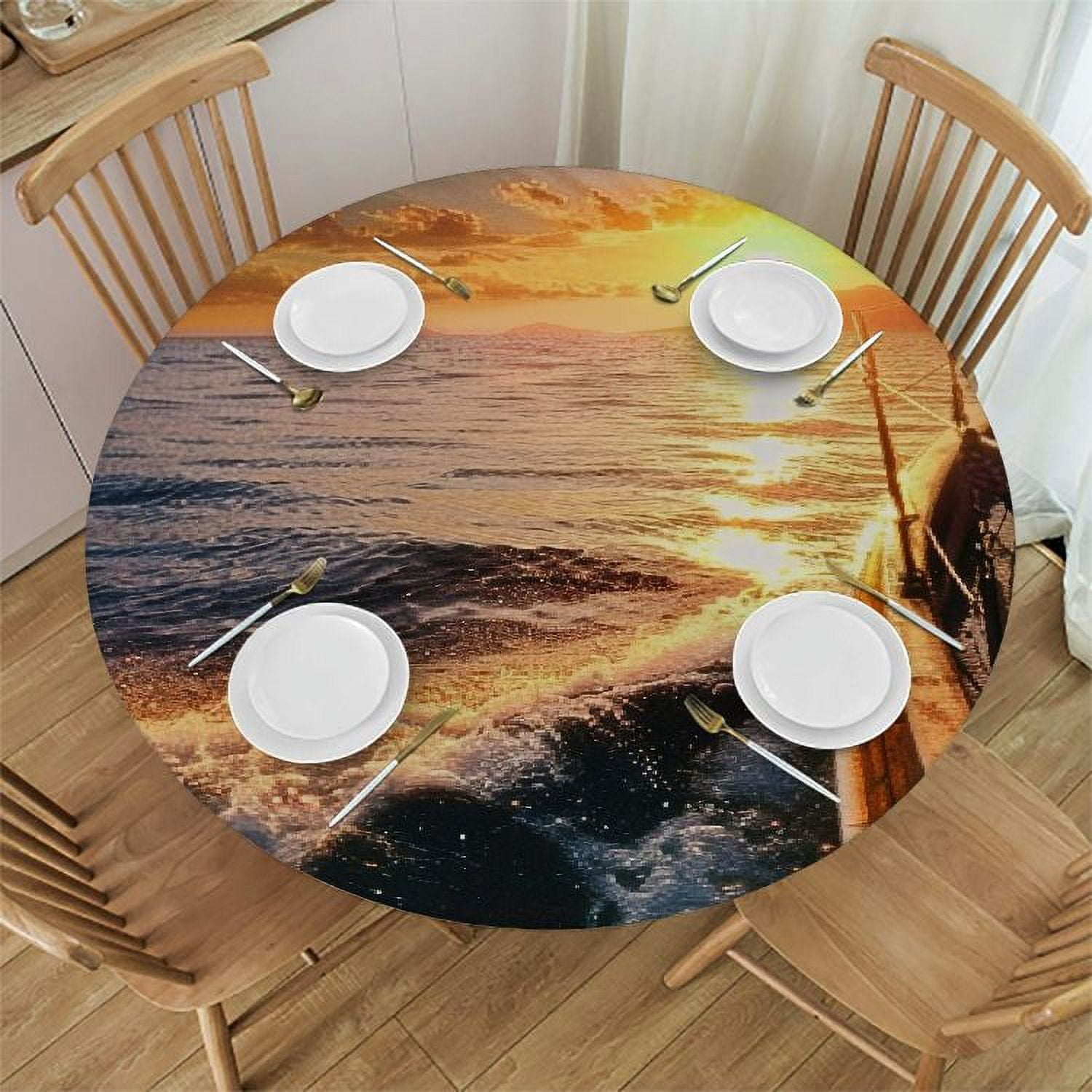 Palnkart Sunset Round Table Cover Stain Resistant and Washable for ...