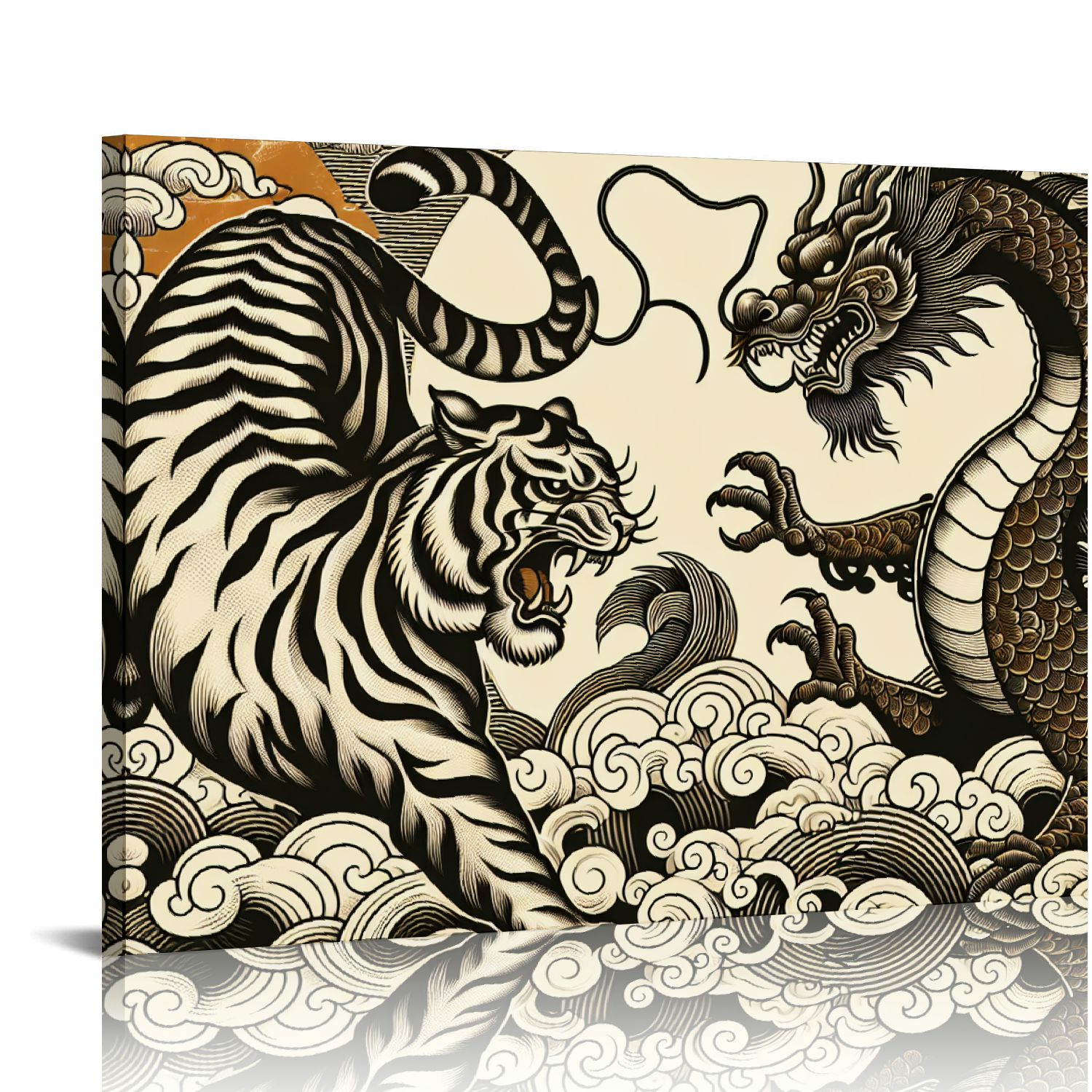 Palnkart Tiger Dragon Asian Mythology Fine Art Aesthetic Poster & Print ...