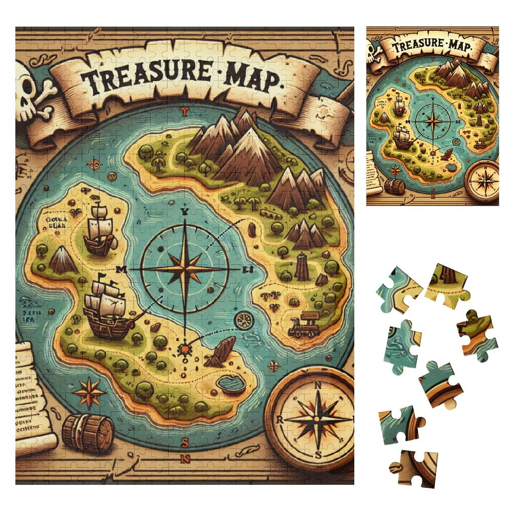 Palnkart Treasure Map Pirate Adventure Wooden Jigsaw Puzzle Vertical ...
