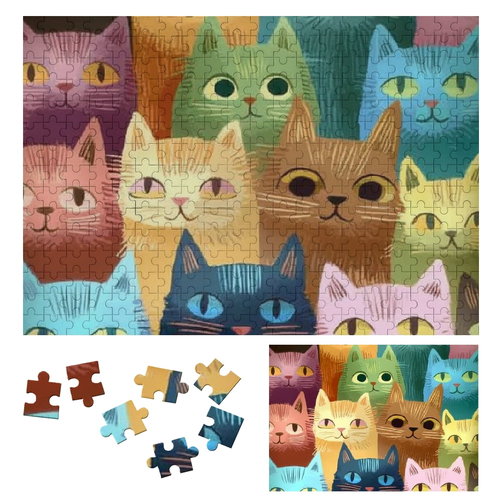 Palnkart Wooden Jigsaw Puzzle Cats Furry Art Gift for Family Friends ...