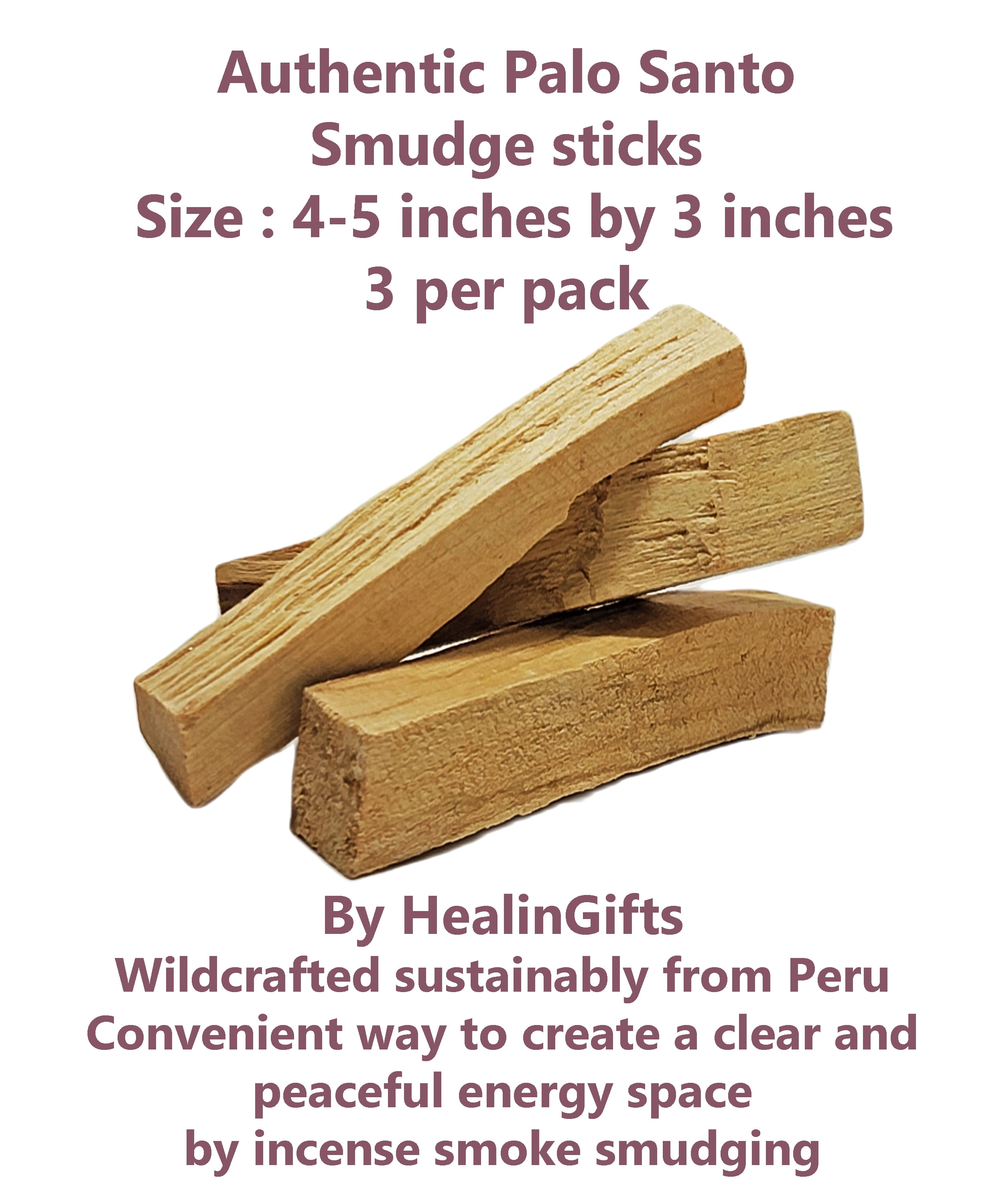Palo Santo Holy Stick Smudge Sticks 4 inches 3 per pack by HealinGifts ...