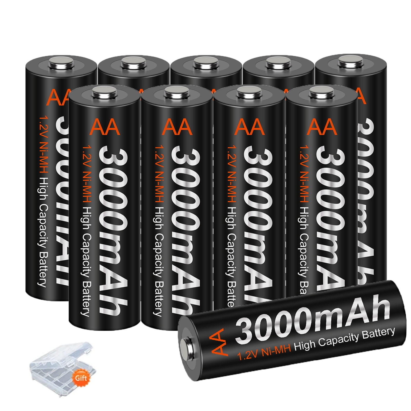 Palogreen AA Rechargeable Battery 10-Pack High Capacity 1.2V Ni-MH Double A Batteries 3000mAh ...