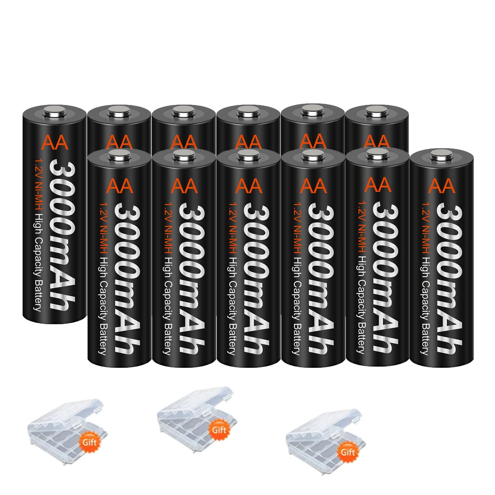 Palogreen AA Rechargeable Battery 12-Pack High Capacity 1.2V Ni-MH Double A Batteries 3000mAh ...
