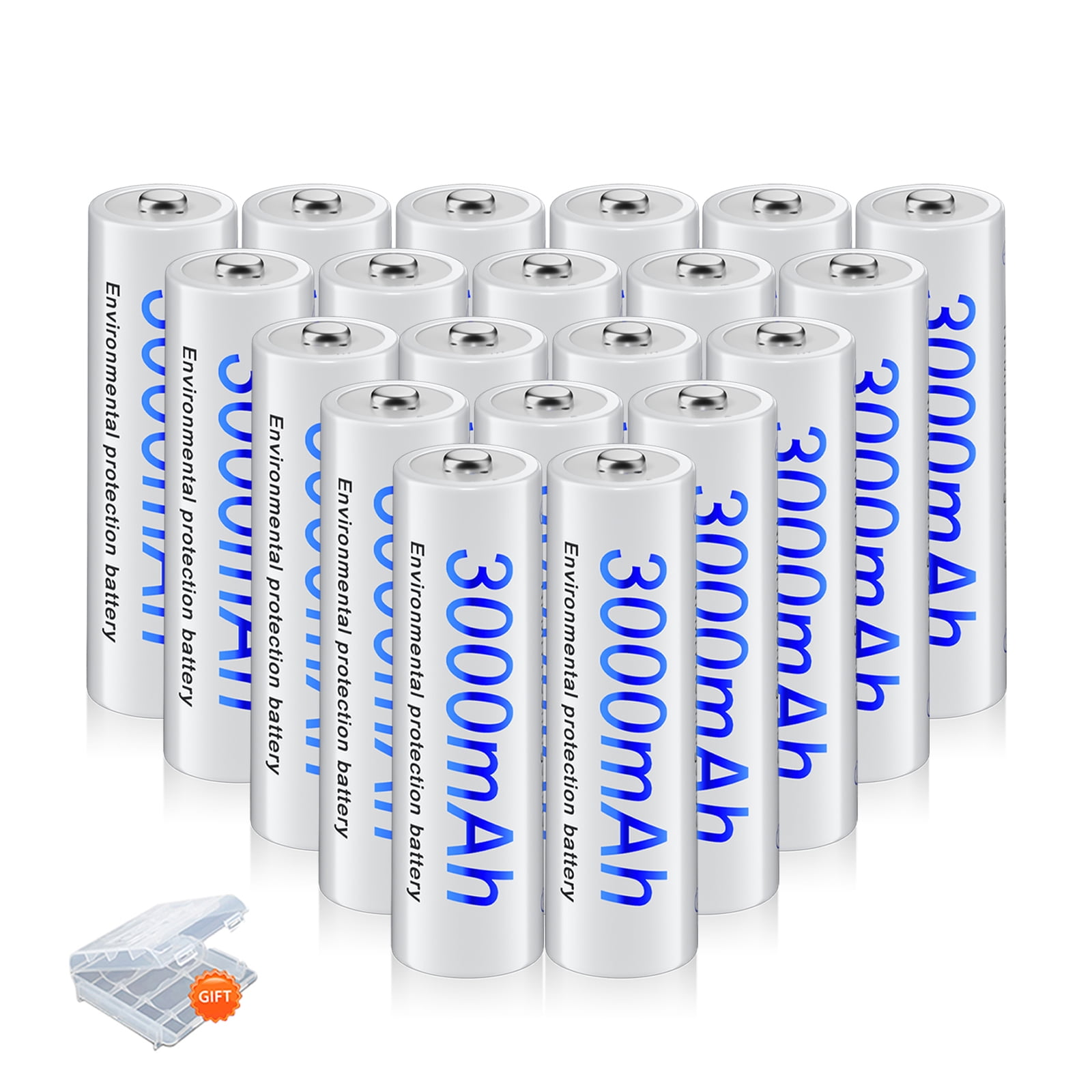 Palogreen AA Rechargeable Battery (20 Pack) 1.2V 3000mAh High Capacity ...