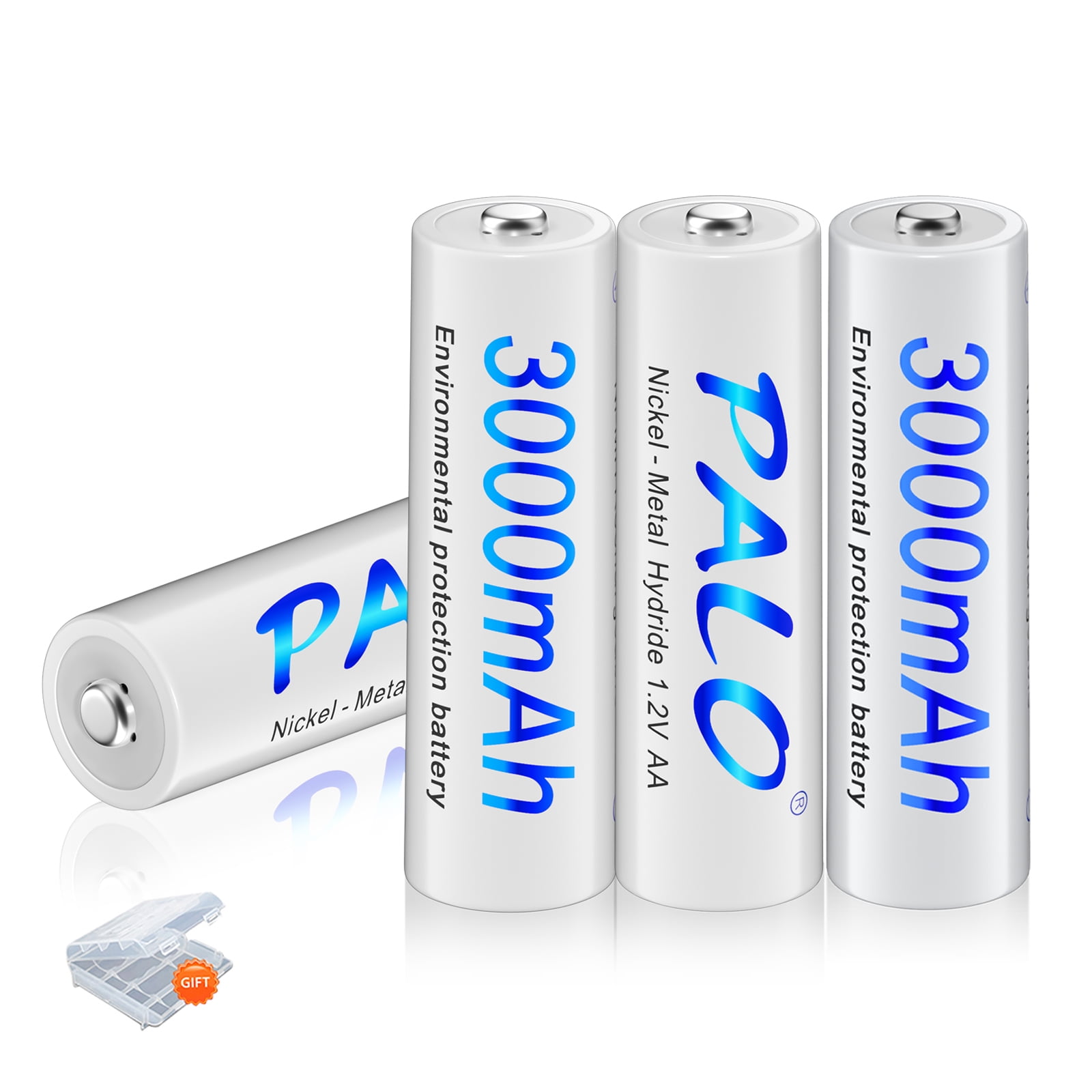 Palogreen AA Rechargeable Battery (4 Pack) 1.2V 3000mAh High Capacity Ni-MH Double A Batteries ...