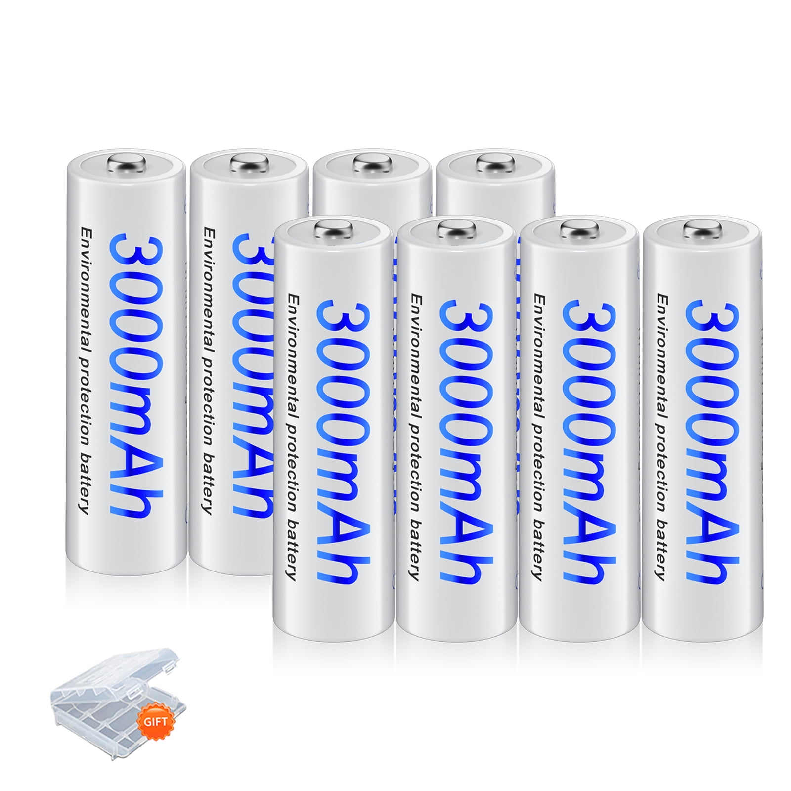 Palogreen AA Rechargeable Battery (8 Pack) 1.2V 3000mAh High Capacity Ni-MH Double A Batteries ...