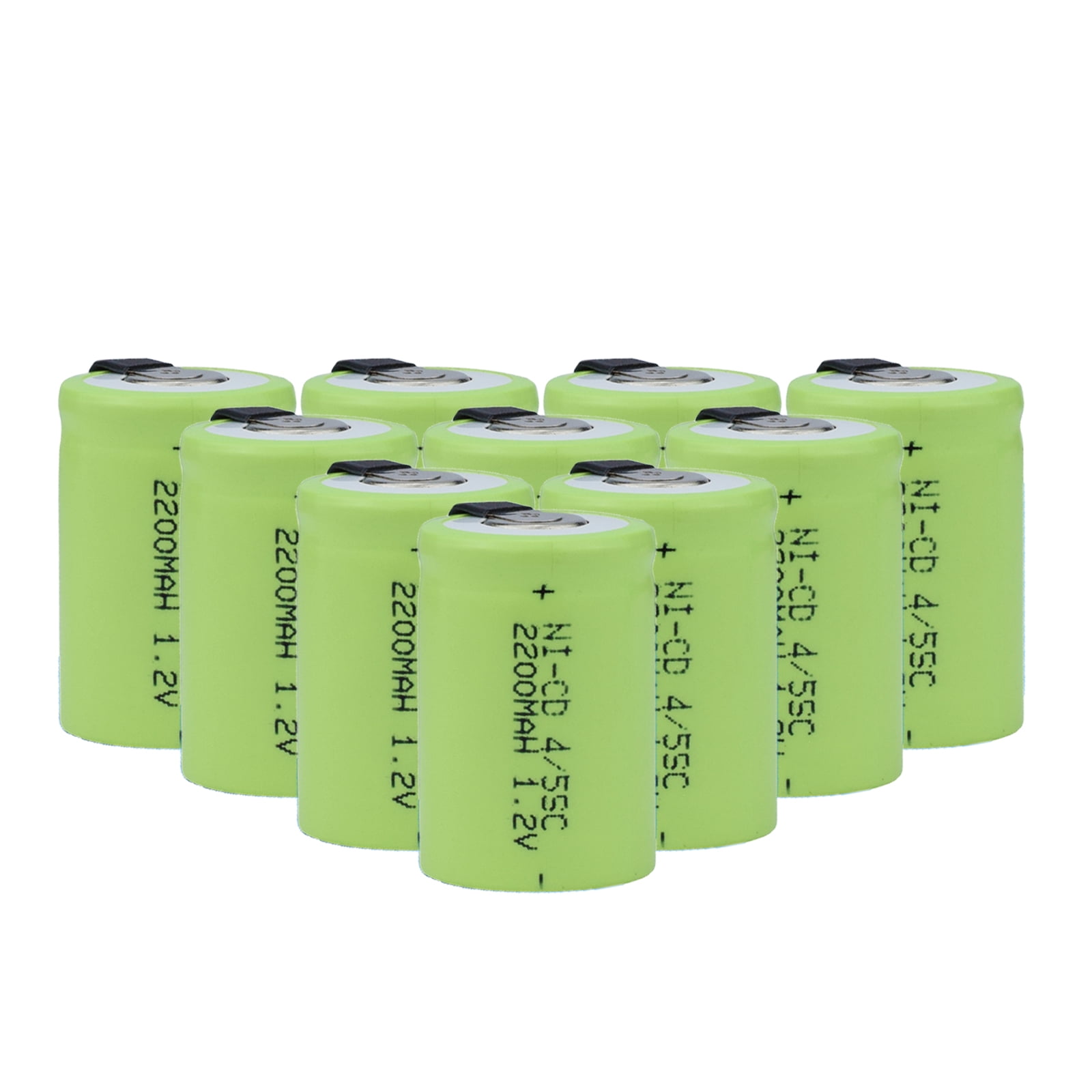 Palogreen NiCD 4/5 Sub C Rechargeable Battery 10-Pack 1.2V 2200mAh Flat ...