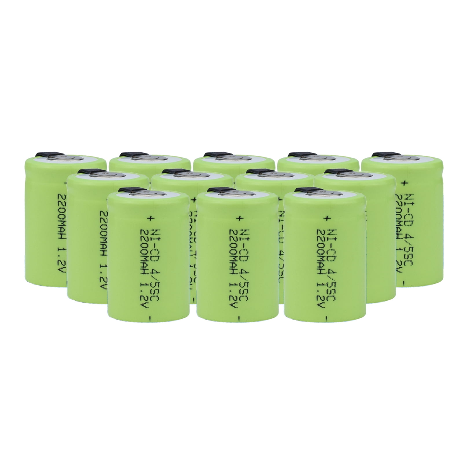 Palogreen NiCD 4/5 Sub C Rechargeable Battery 12-Pack 1.2V 2200mAh Flat ...