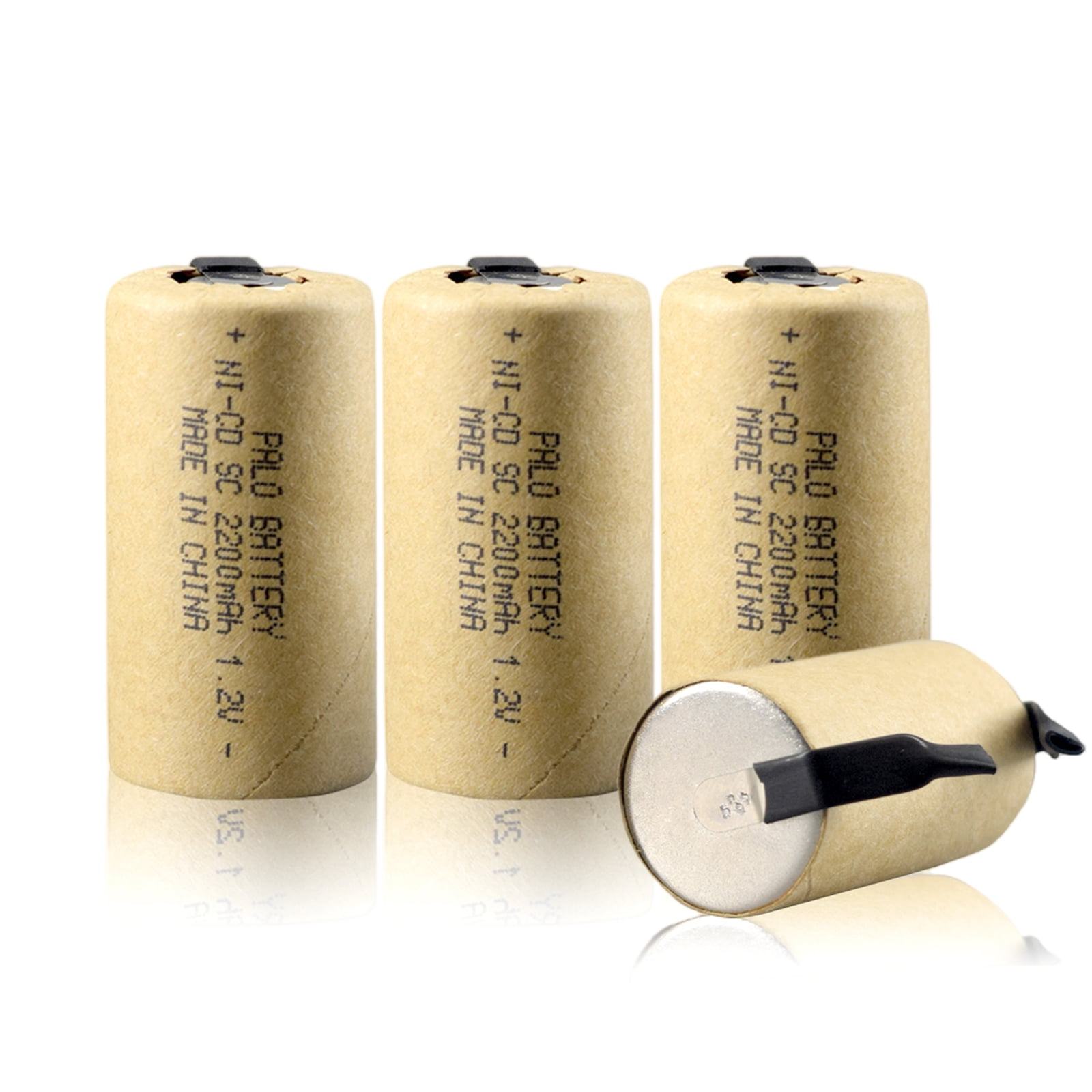 Palogreen NiCD Sub C Rechargeable Battery 4-Pack 1.2V 2200mAh Flat Top ...