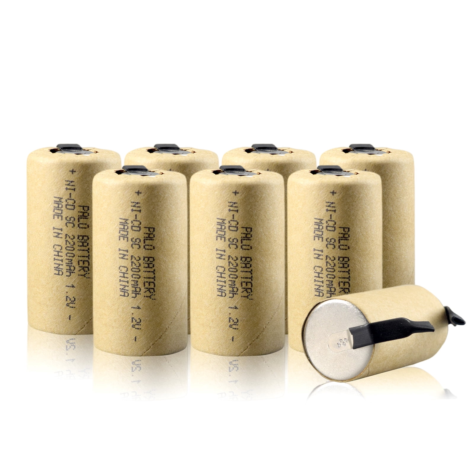 Palogreen NiCD Sub C Rechargeable Battery 8-Pack 1.2V 2200mAh Flat Top ...