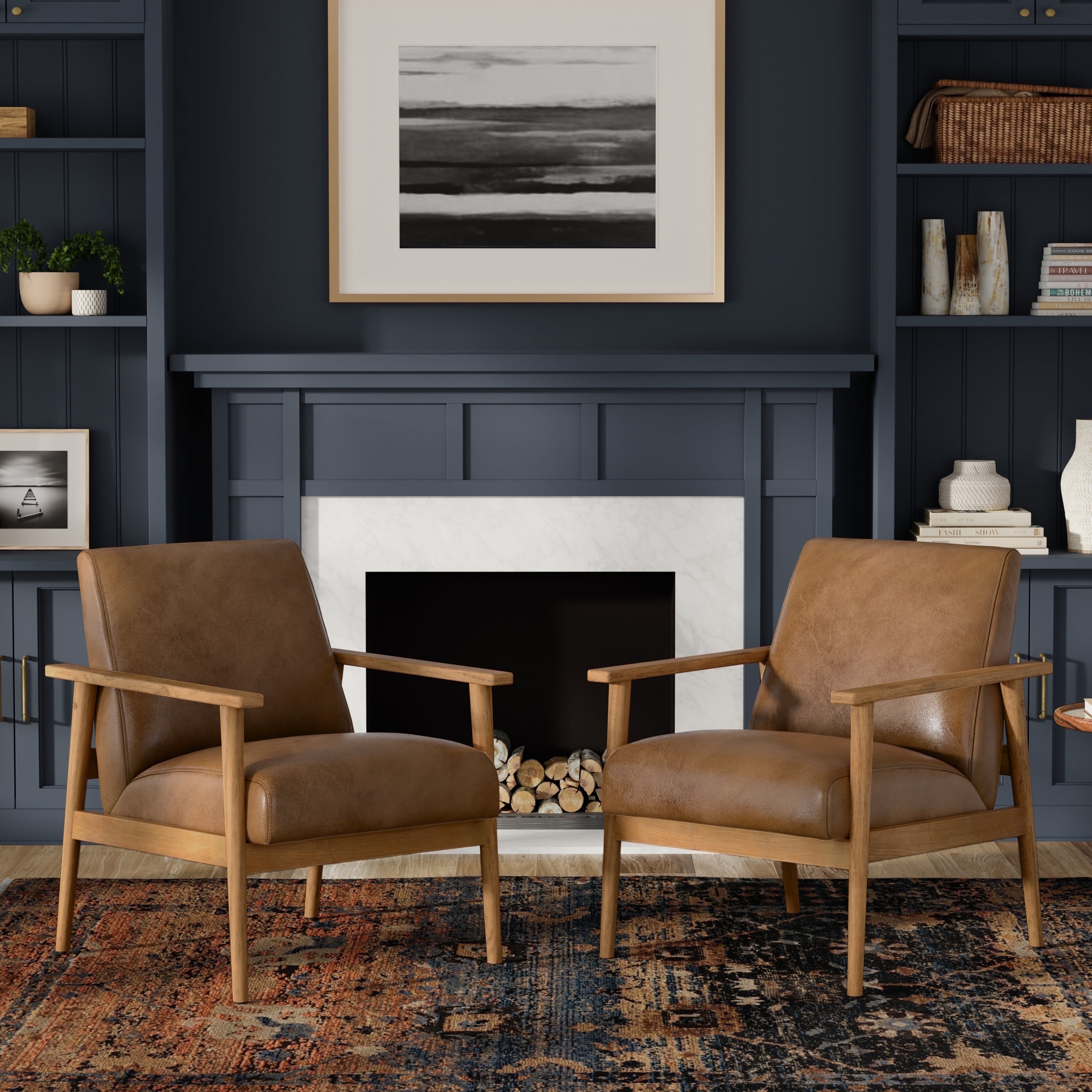 Morrison 43 inch Wide Mid-Century Modern Accent Chair in Sienna Top ...