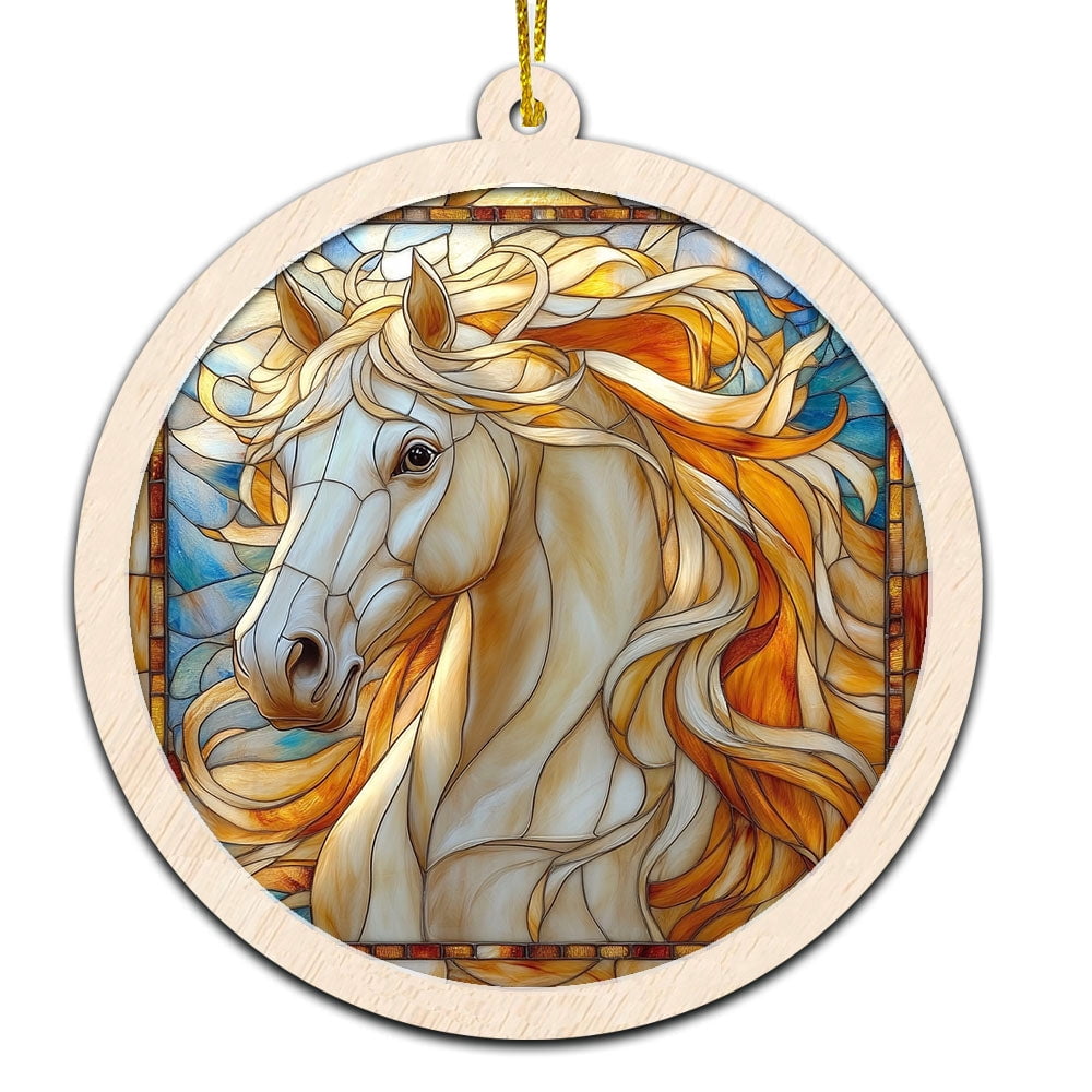 Palomino Horse Stained Glass Suncatcher Ornament – Text Christmas 2025 ...