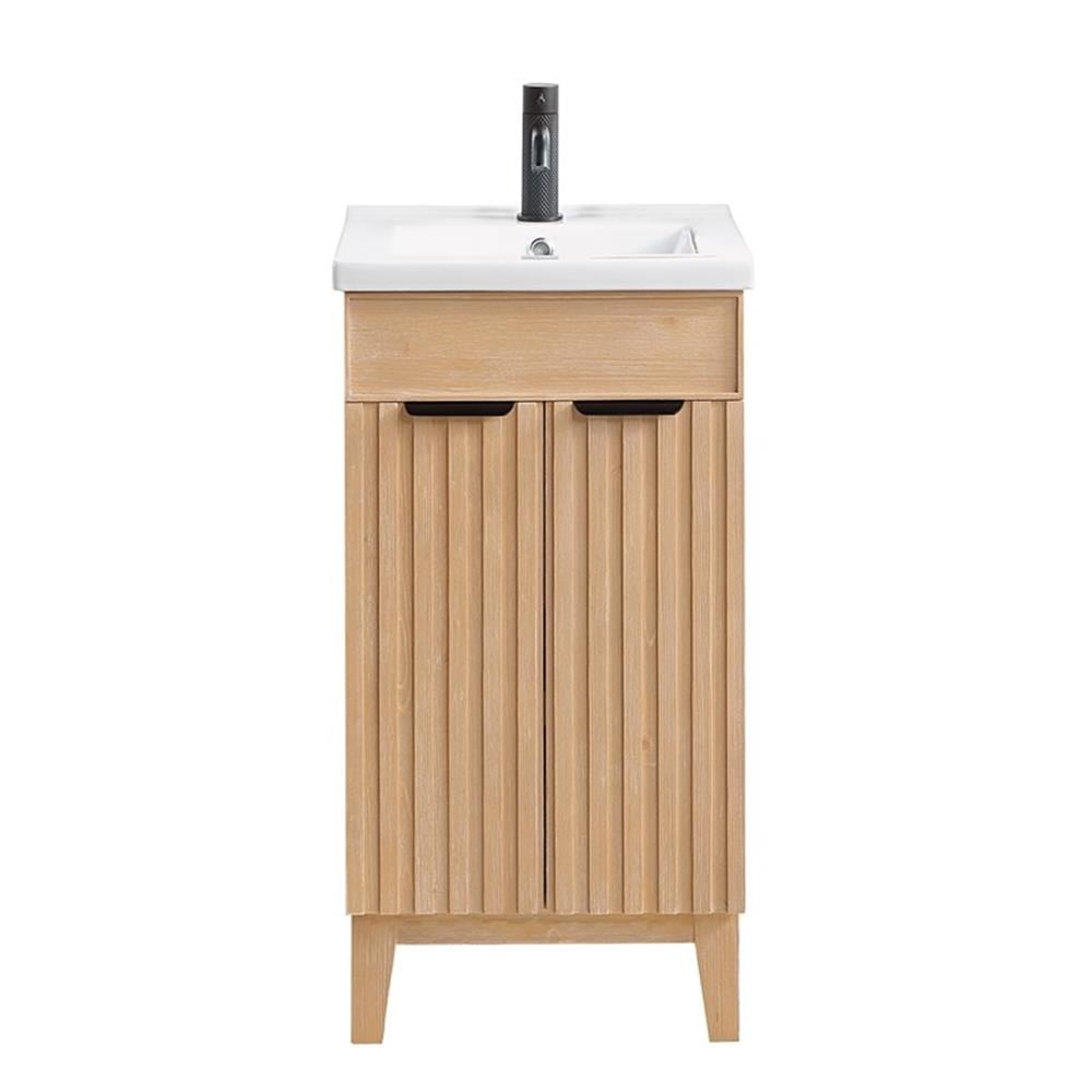 Palos 18" Single Bath Vanity in Fir Wood Brown with Drop-In White ...