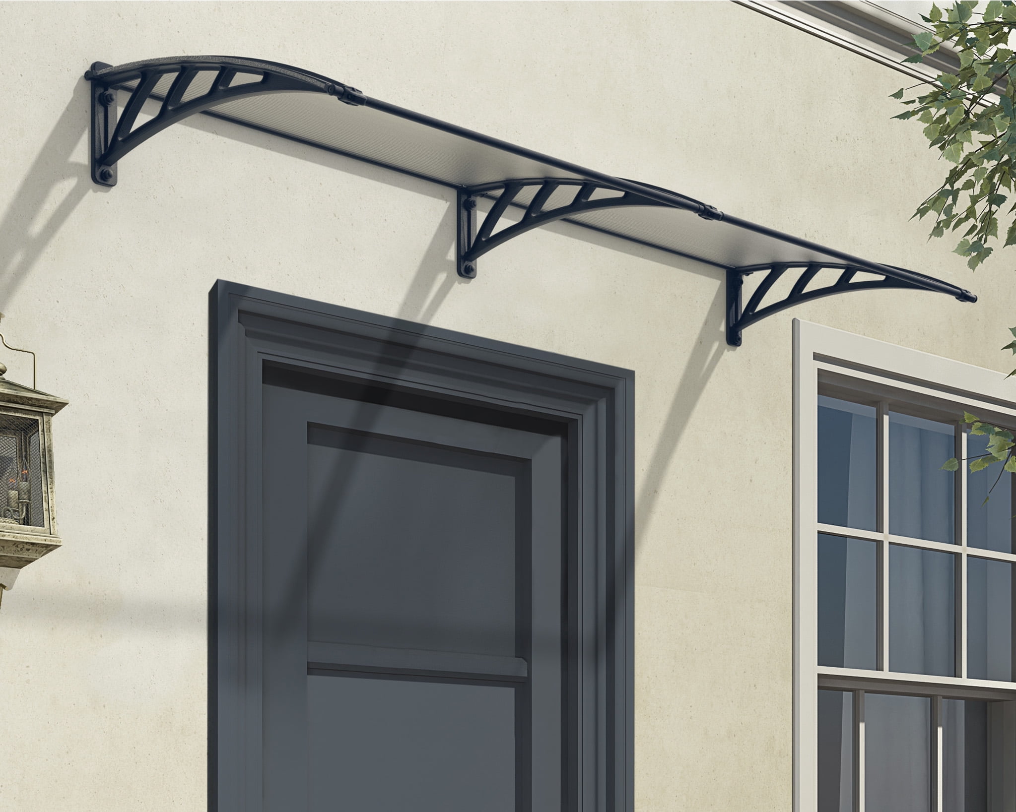 Palram - Canopia Neo 2360 8' x 3' Gray/Clear Stationary Door Awning ...
