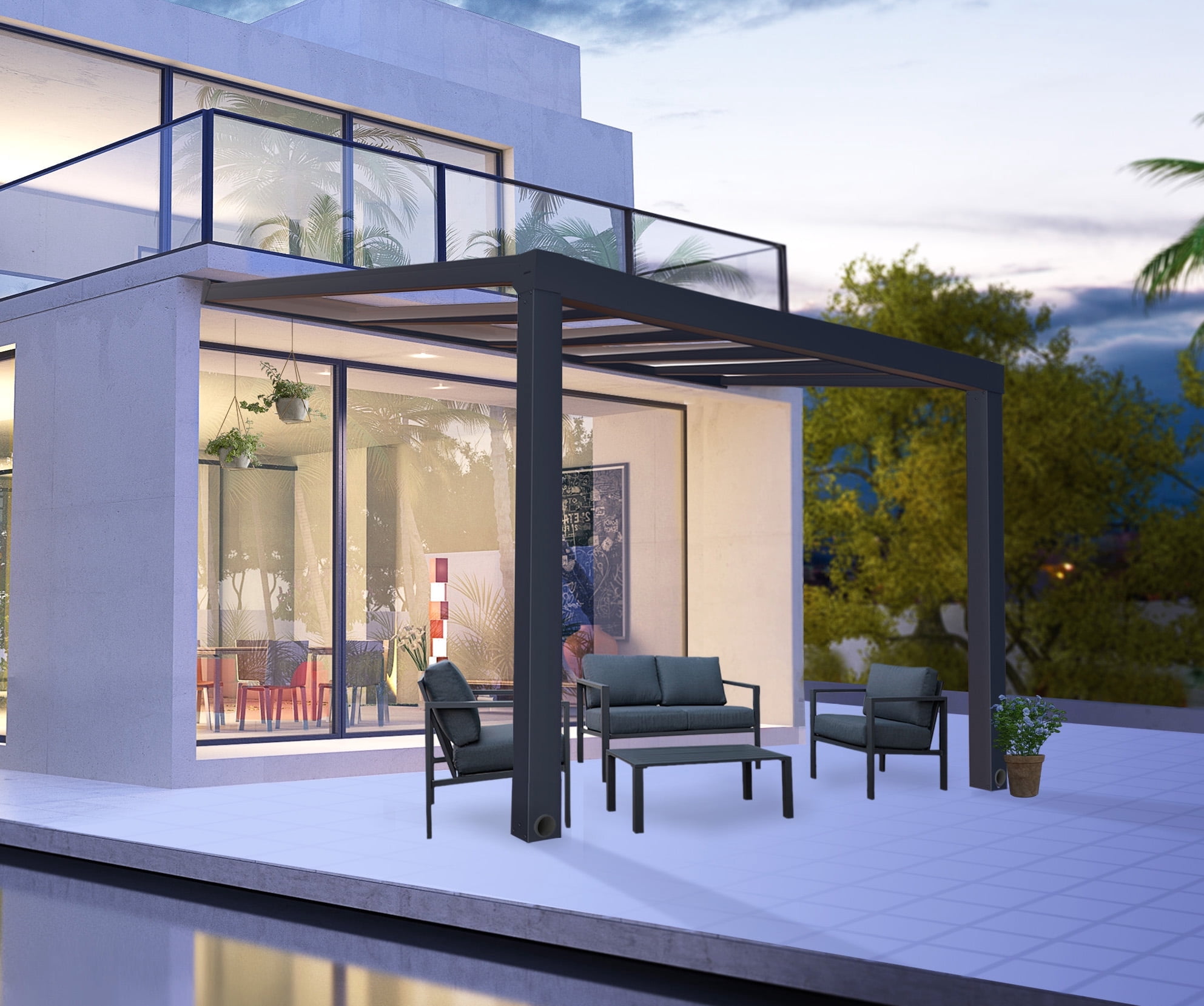 Palram - Canopia Stockholm 11' x 12' Yard Aluminum Patio Cover Kit ...