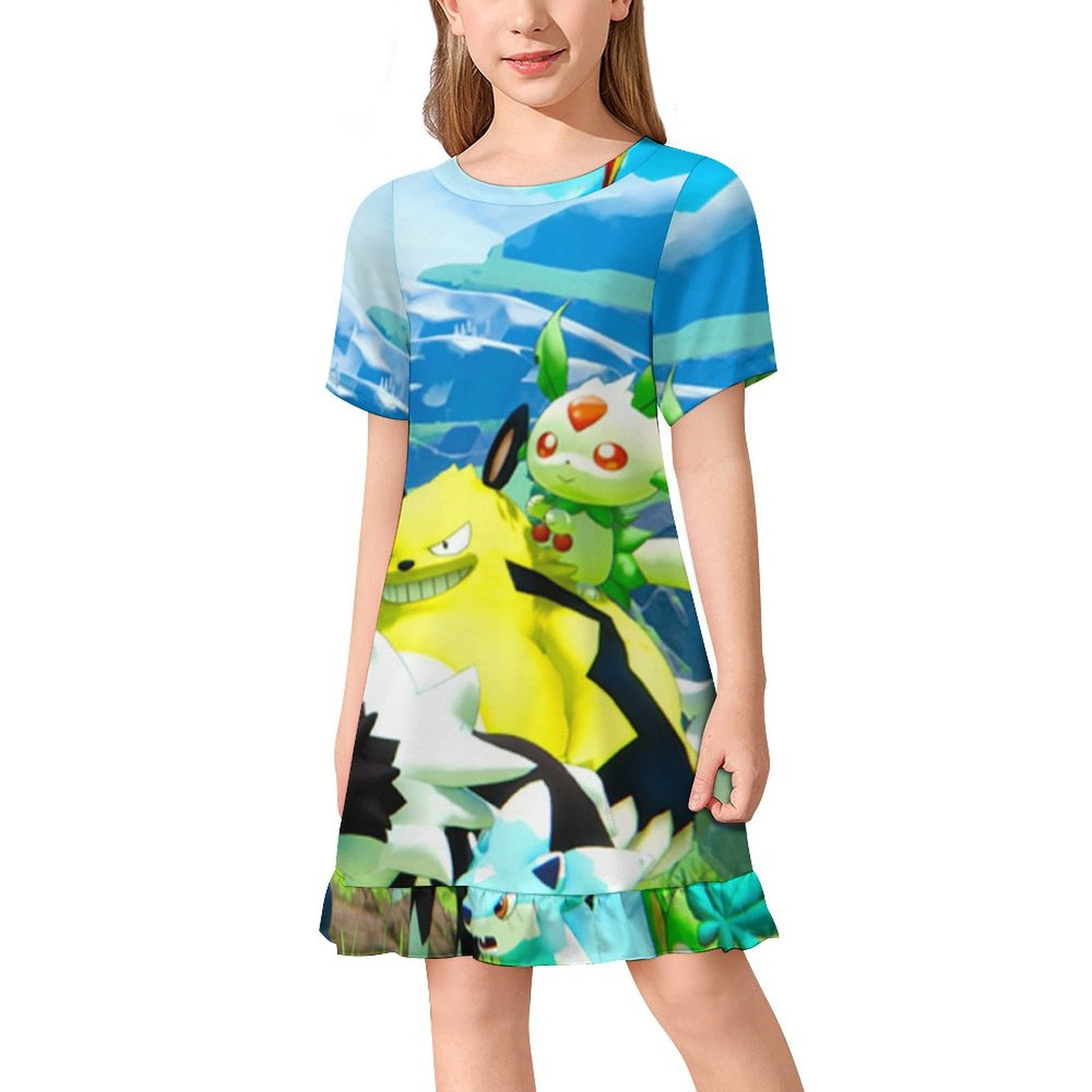 Palworld Cartoon Children's Short Sleeved Dress 3D Printed Classical ...
