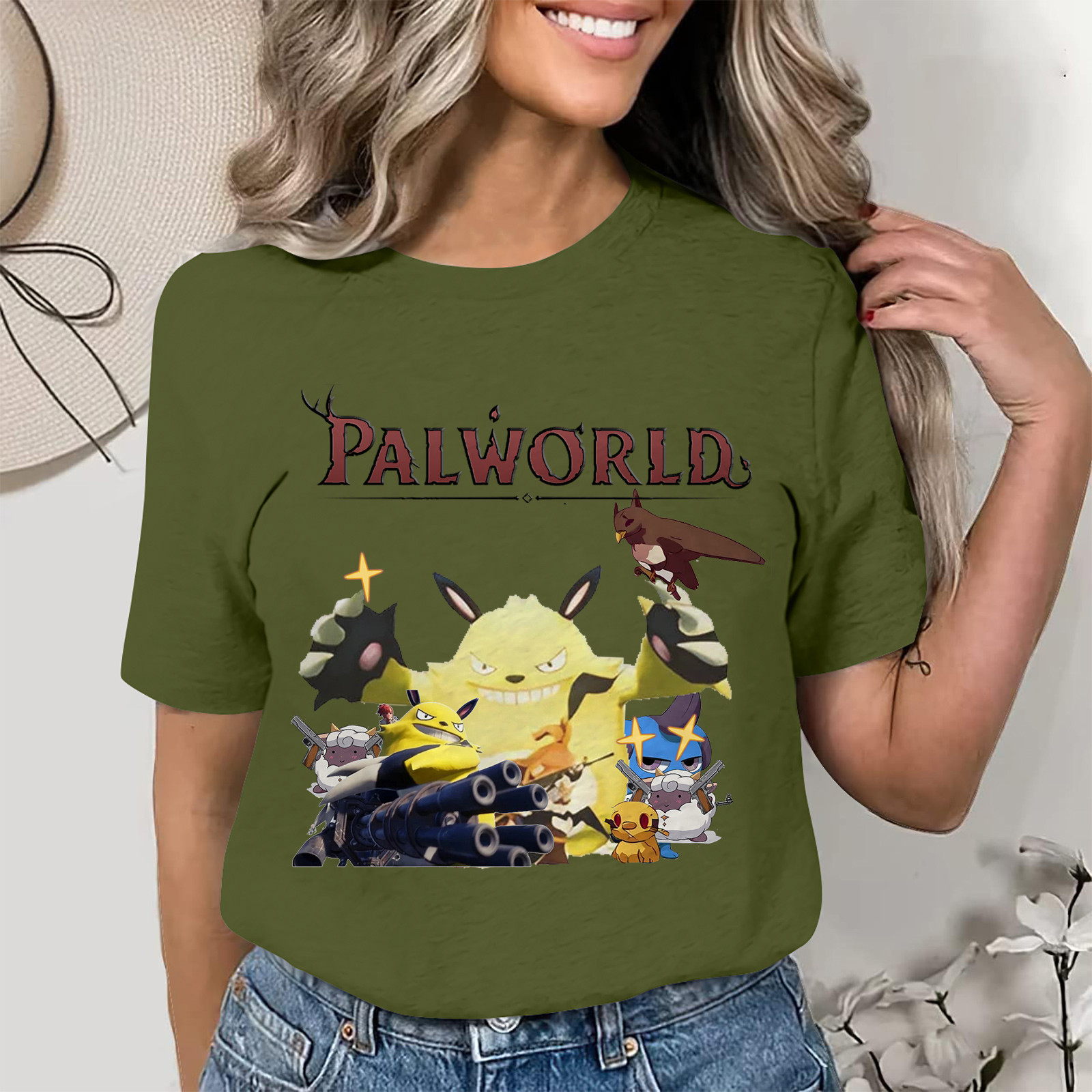 Palworld Merch Womens Palworld Graphic Tee T-Shirts Palworld Cosplay ...