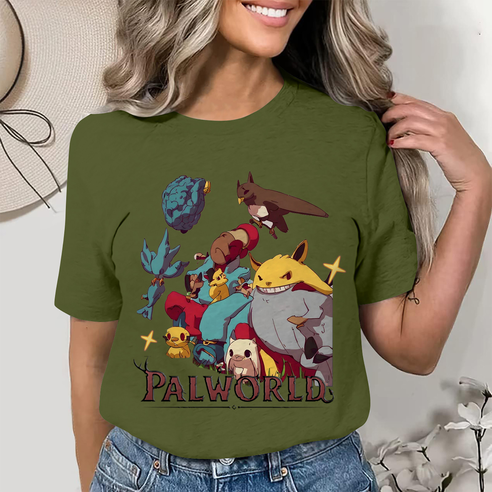 Palworld Merch Womens Palworld Graphic Tee T-Shirts Palworld Cosplay ...