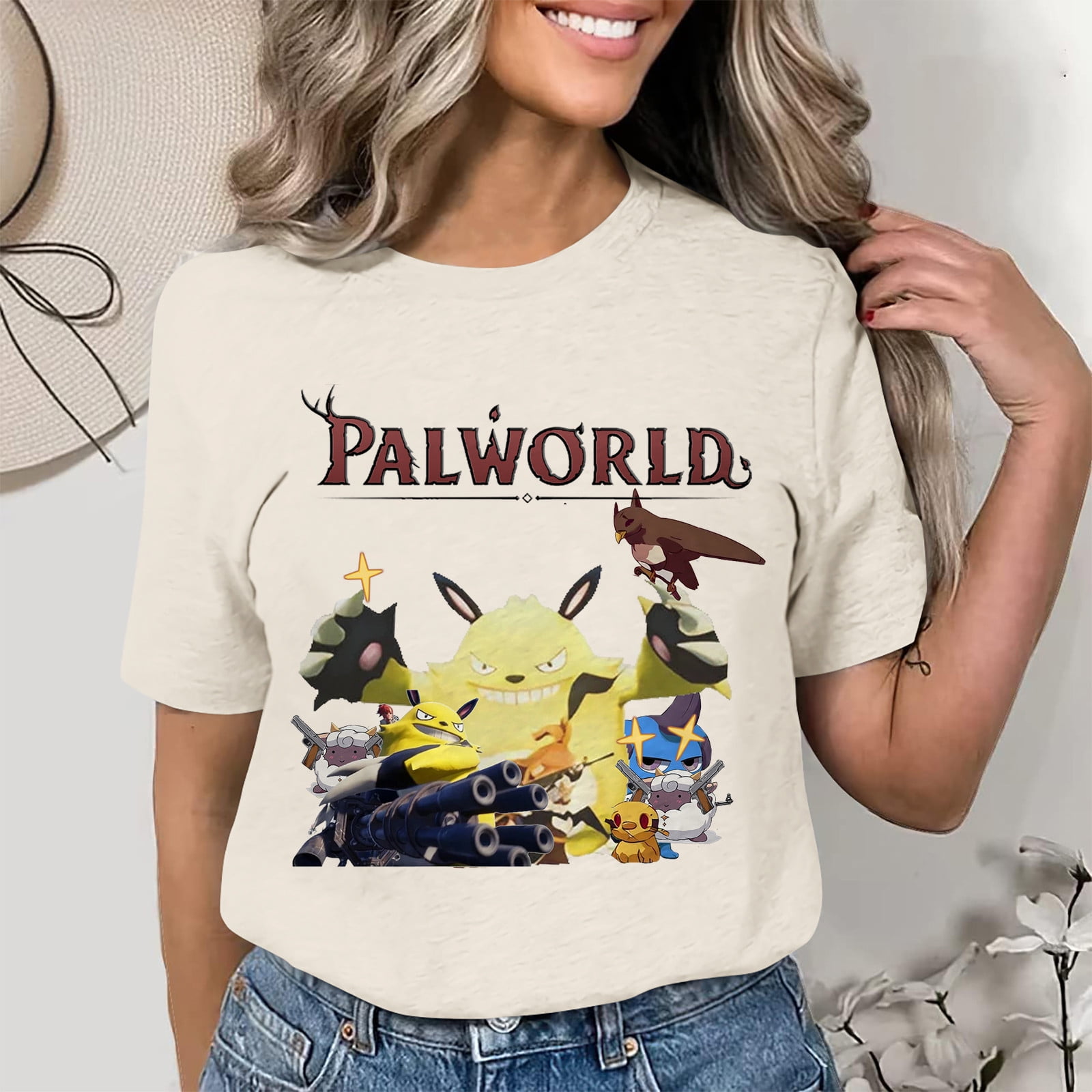 Palworld Merch Womens Palworld Graphic Tee T-Shirts Palworld Cosplay ...