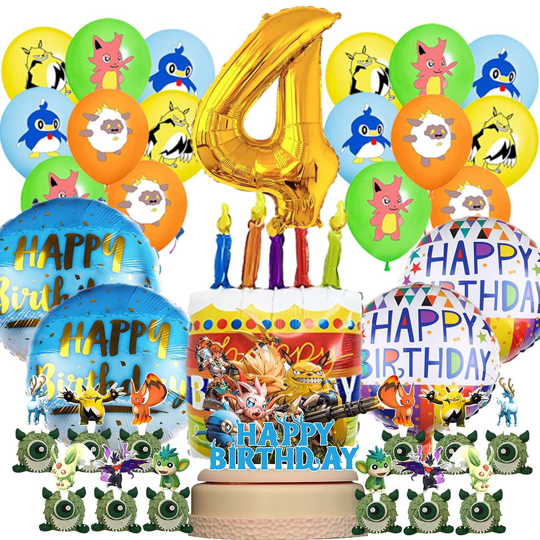 Palworld Party Supplies 4th Decor Kit Balloons Birthday Cake Topper ...