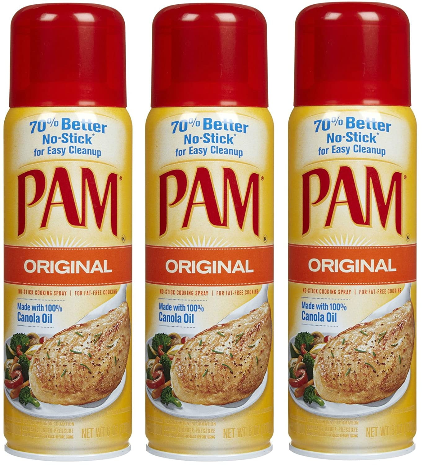 Pam Original No-Stick Cooking Spray 6 Ounce (3 Pack) - Walmart.com