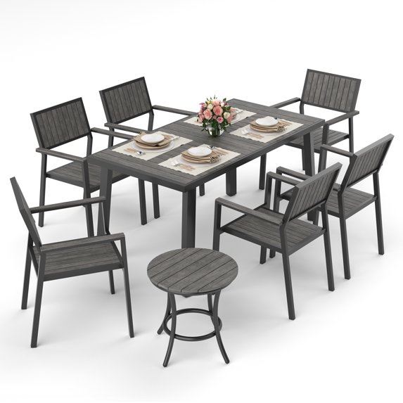 Pamapic 8-Piece Aluminum Outdoor Patio Dining Set with Rectangle Table ...