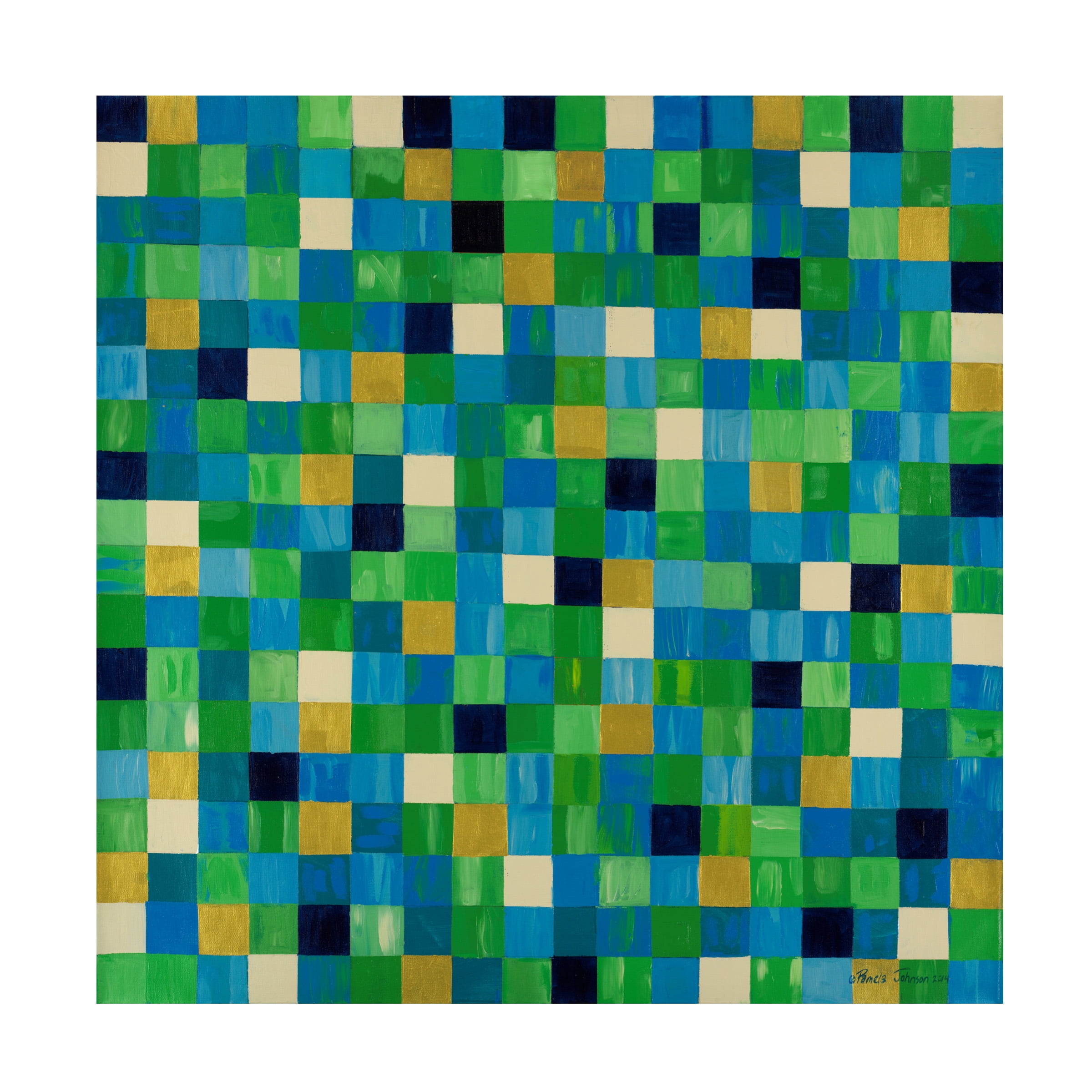 Pamela A Johnson 'Green Checks' Canvas Art - Walmart.com