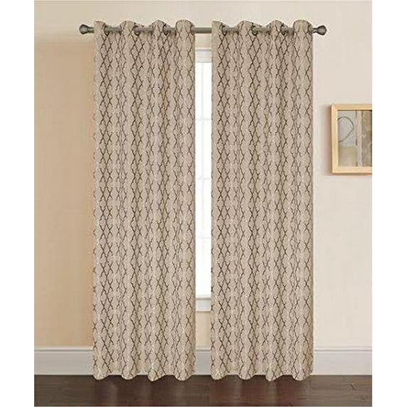 Pamela Geometric Pattern Grommet Top Curtain Panels (Single) - Walmart.com