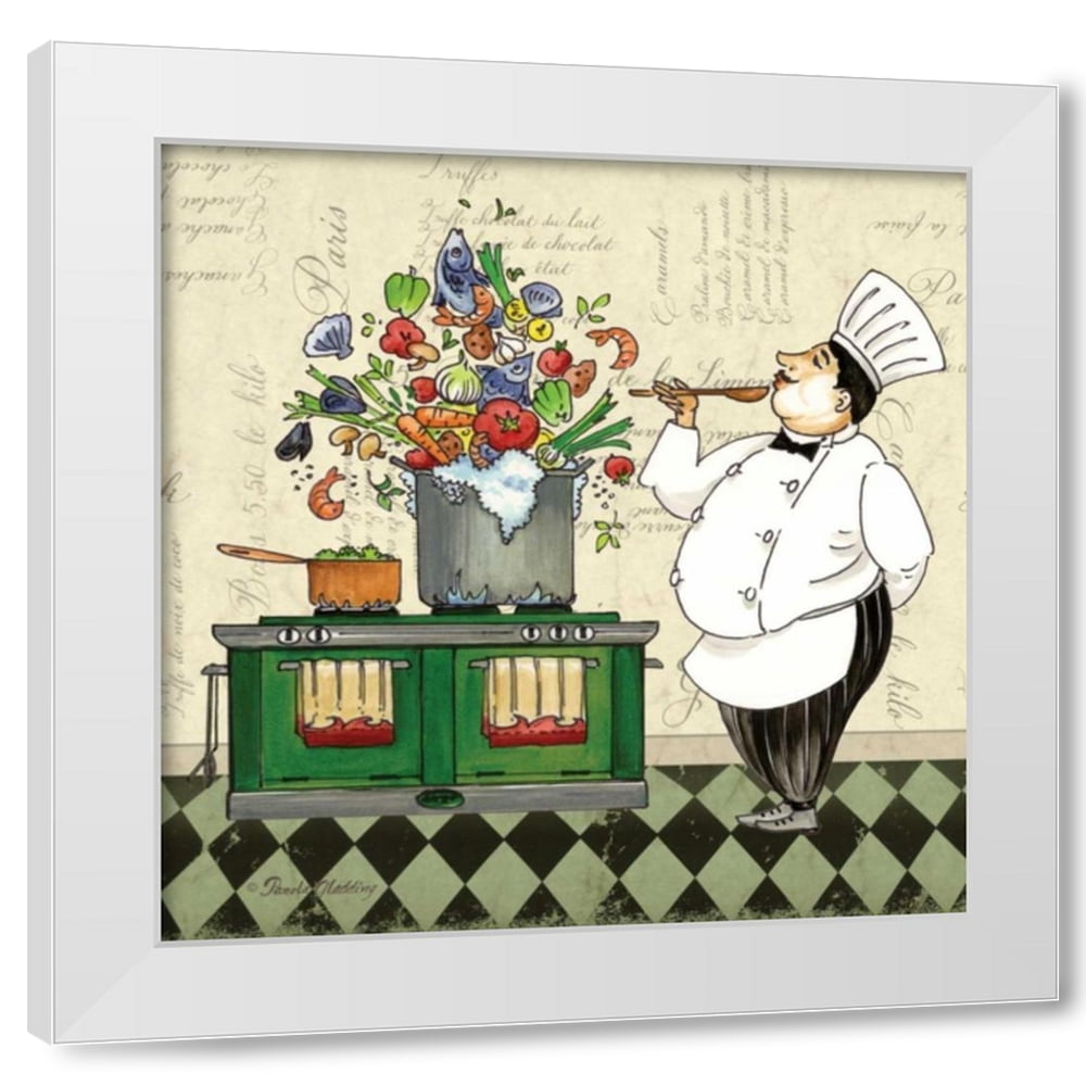 Pamela Gladding 26x26 White Modern Wood Framed Wall Art Titled - Chef ...