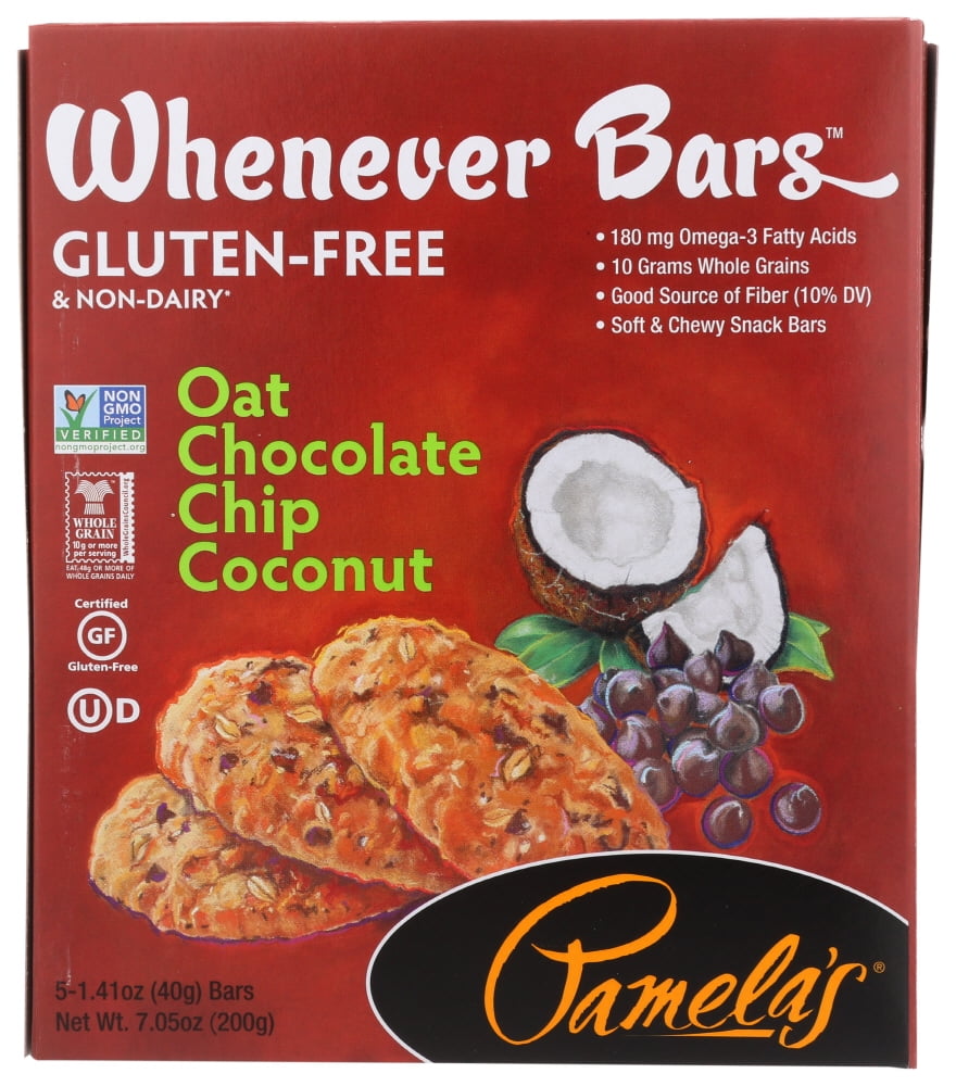 Pamelas Products, Oat Chocolate Chip Whenever Bars, Coconut, 5 bars ...