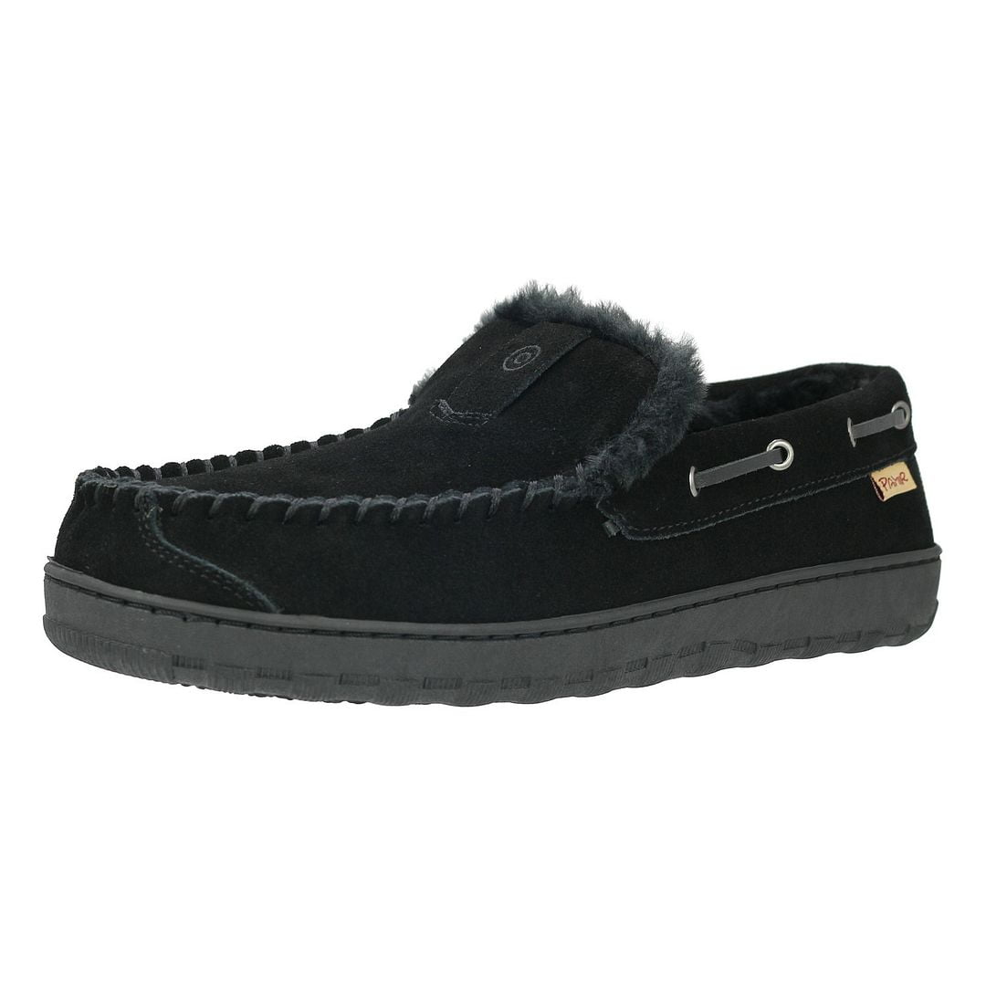 Pamir Men's Genuine Suede Faux Fur Moccasin Slippers Indoor Outdoor ...