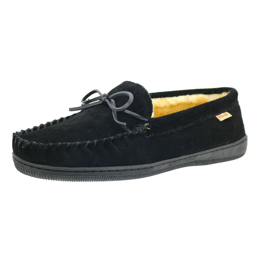 Pamir Men's Genuine suede Faux Fur Lined Slip on Moccasin Slippers ...