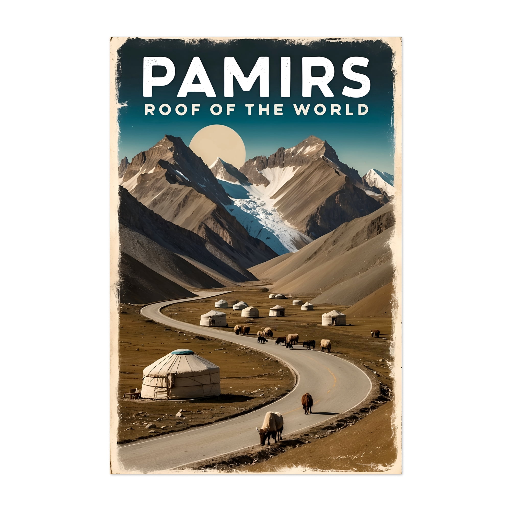 Pamirs Vintage Travel Poster – The Roof of the World - Gorno-Badakhshan ...