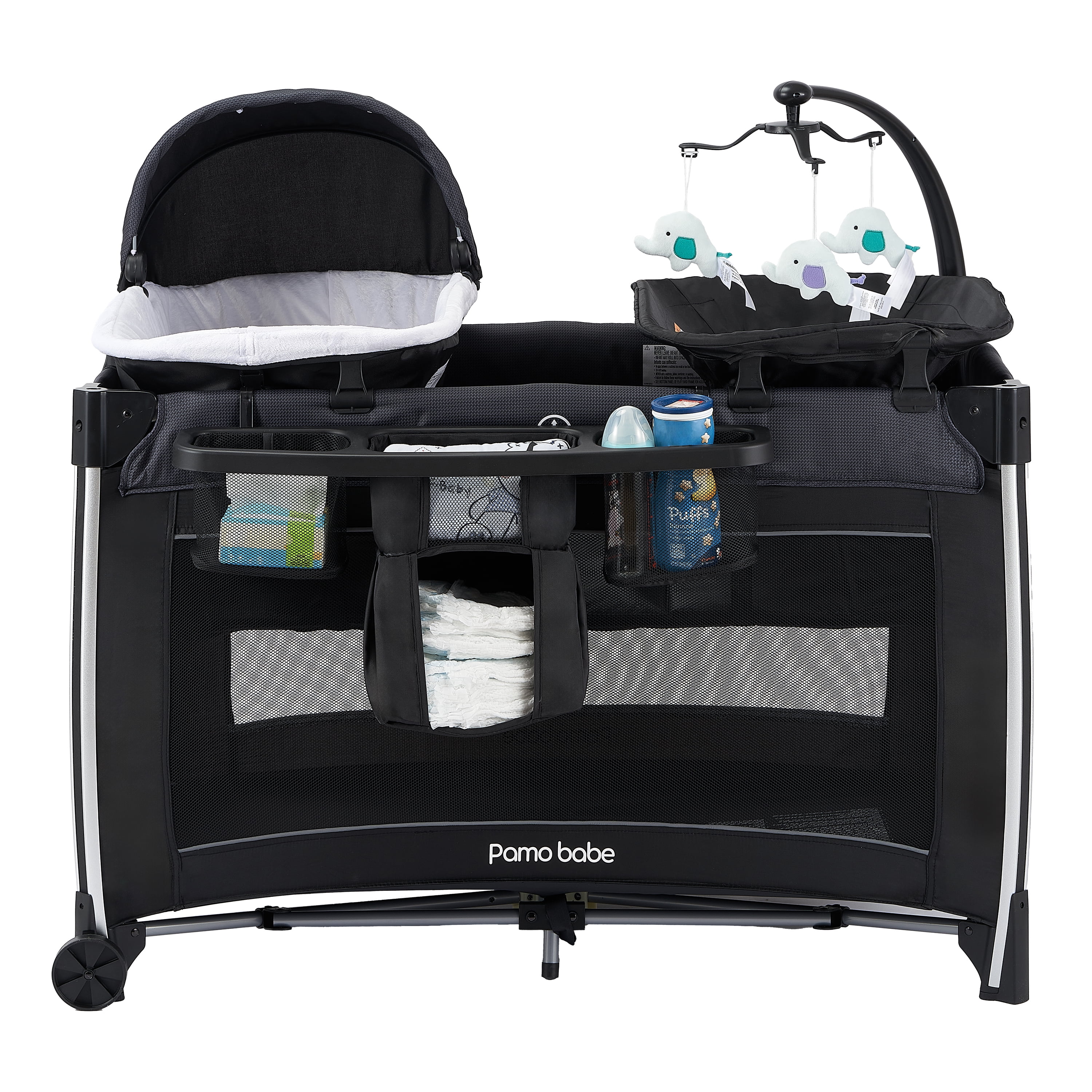 Pamo Deluxe Baby Playpen, Foldable Nursery Station with Changing Table ...