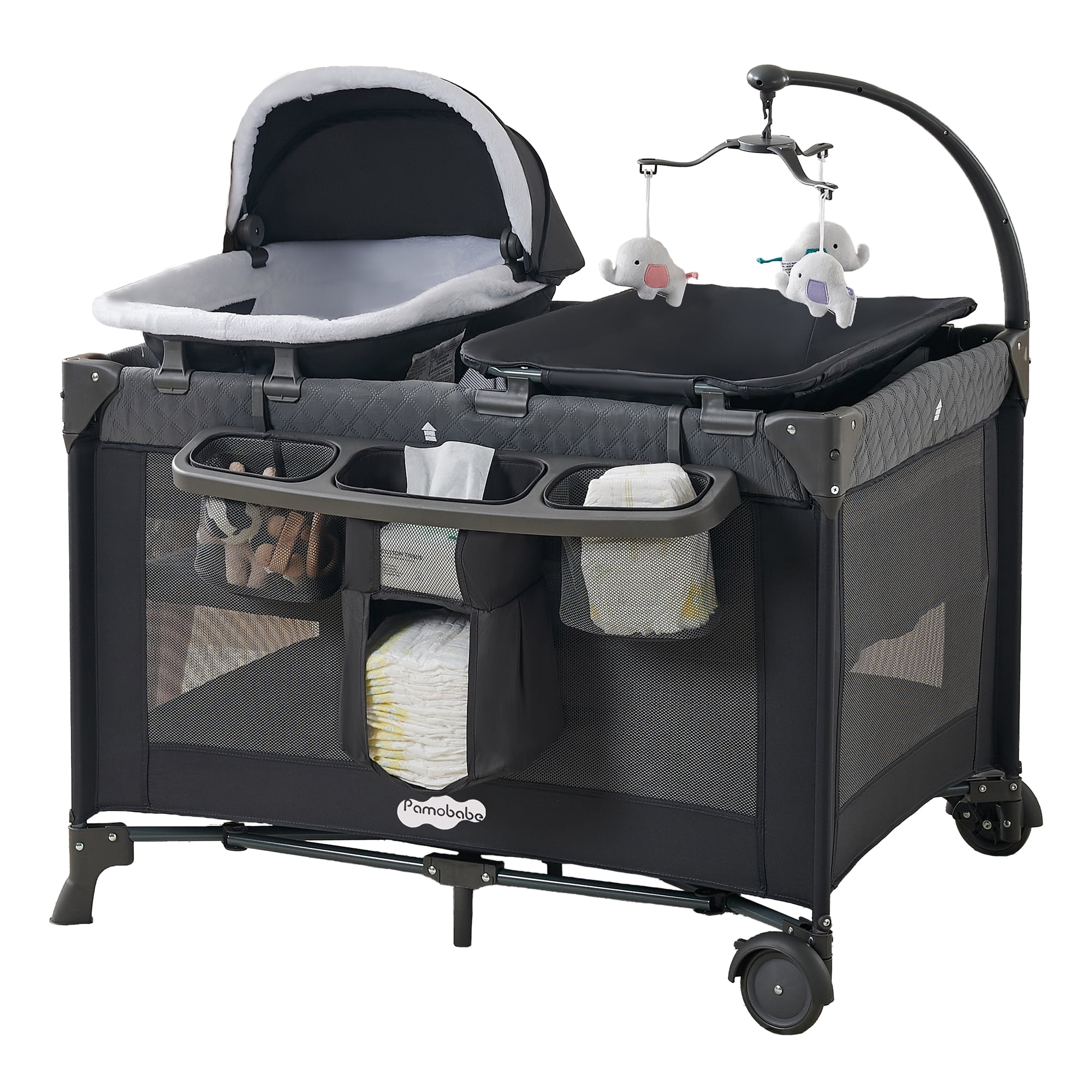 Pamo Babe Nursery Center Playard with Bassinet Changing Table for ...