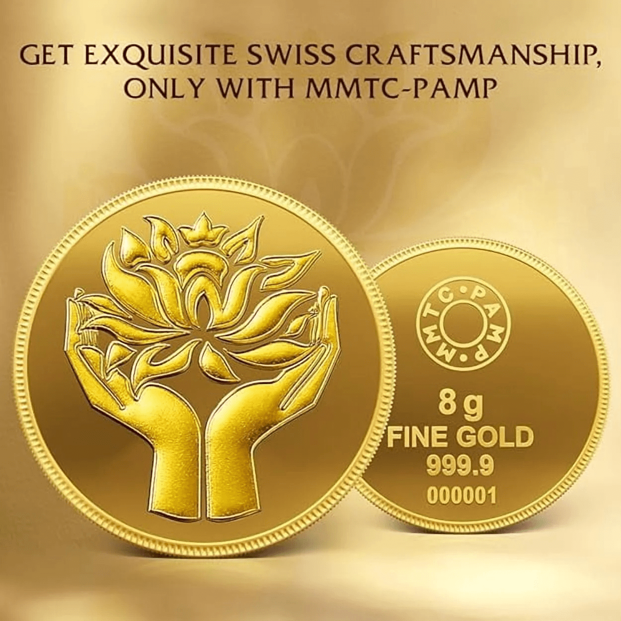 Pamp MMTC Lotus 8 Gram Gold Round - Large Card Assay - Walmart.com