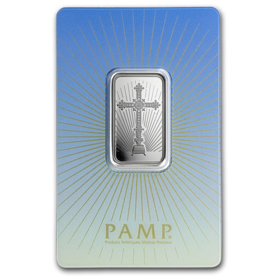 Pamp Suisse Religious Series Romanesque Cross 10 Gram Silver Bar - In ...