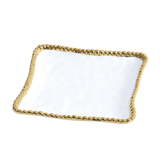 Pampa Bay Appetizer Dessert Plate, 6.5-inch Square, White and Gold ...