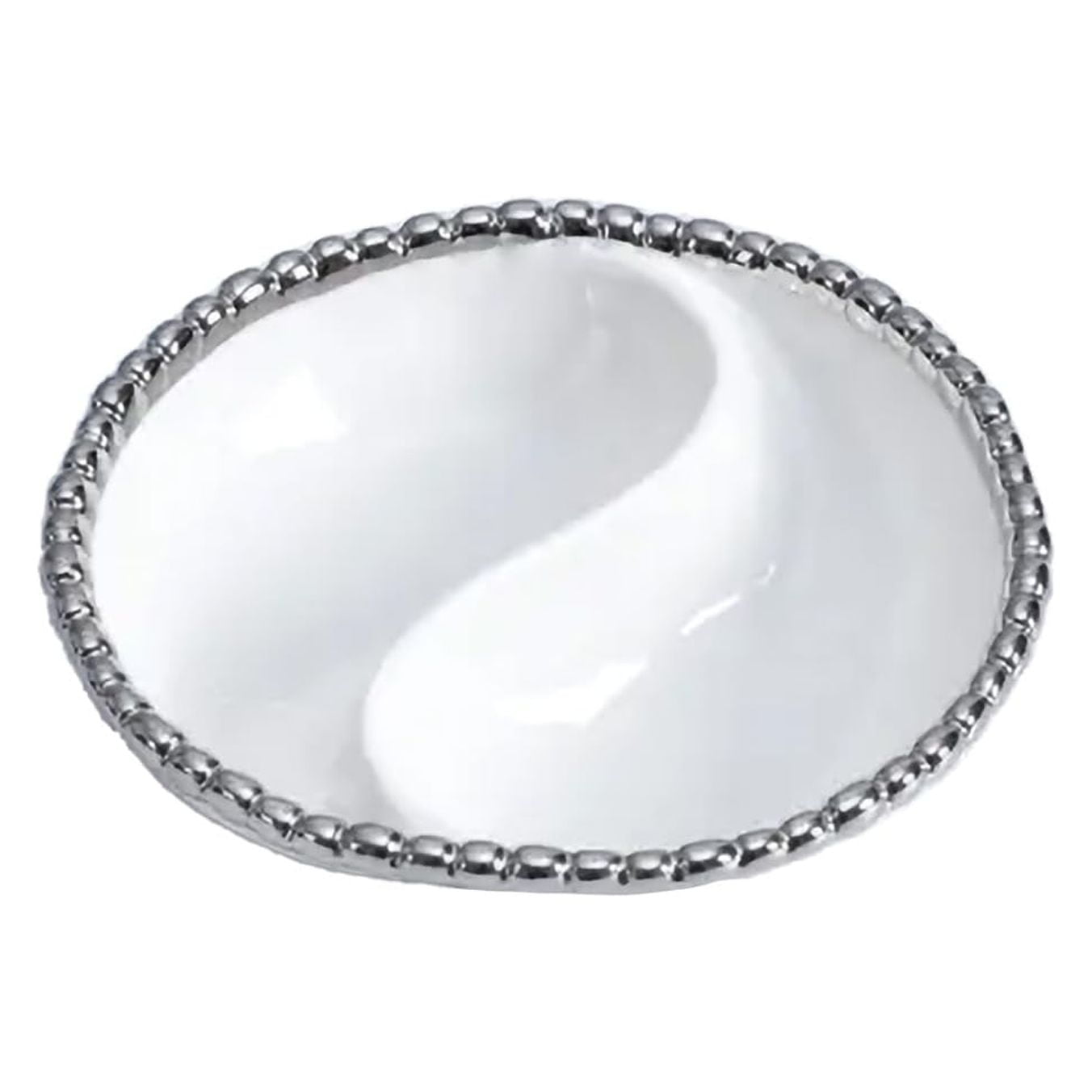 Pampa Bay Silver Titanium Finished Rim Porcelain Mini 2 Section Platter ...