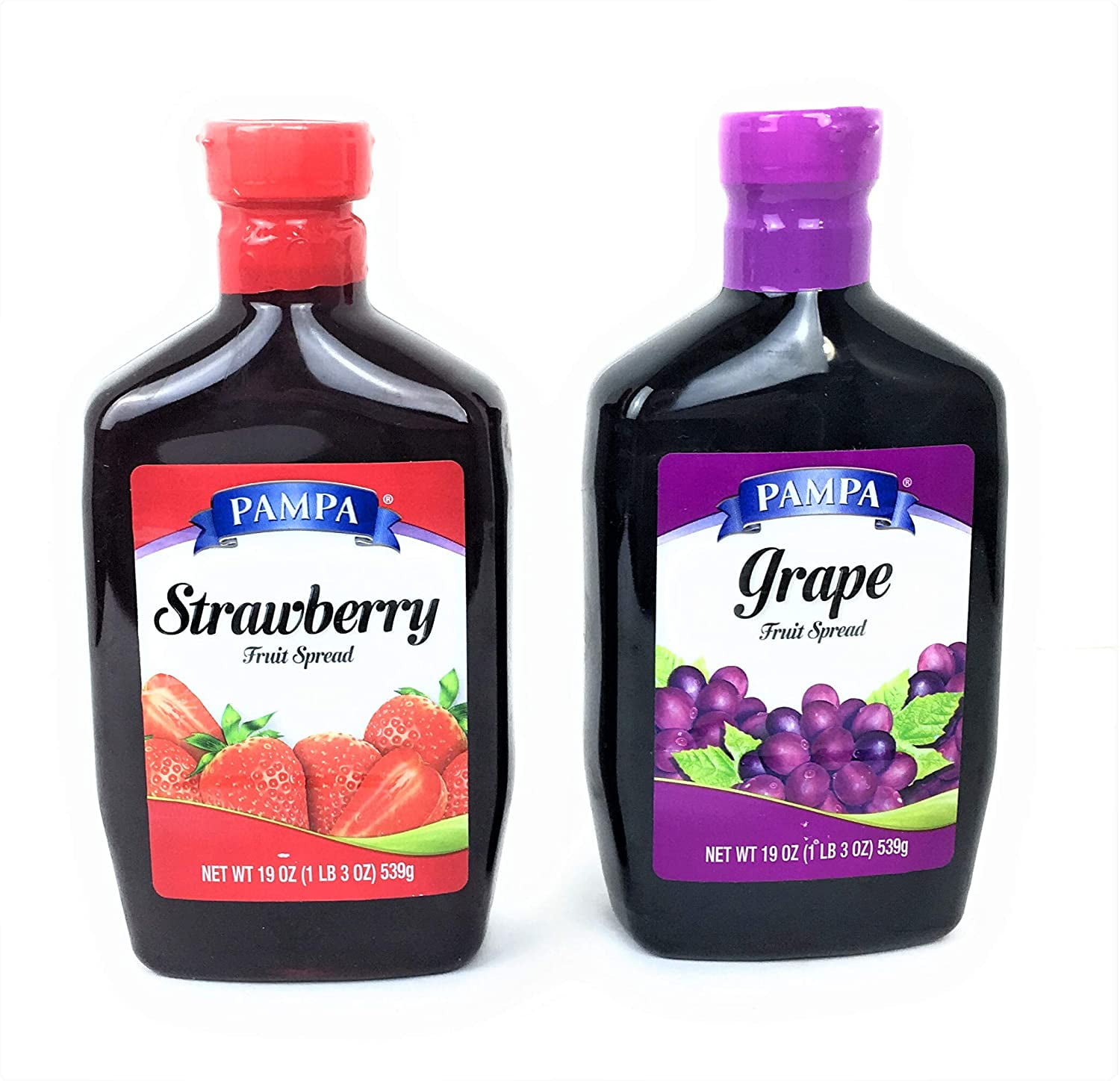 Pampa Fruit Spread, Grape Jelly 19 Oz Package, Strawberry Jelly 19 Oz ...