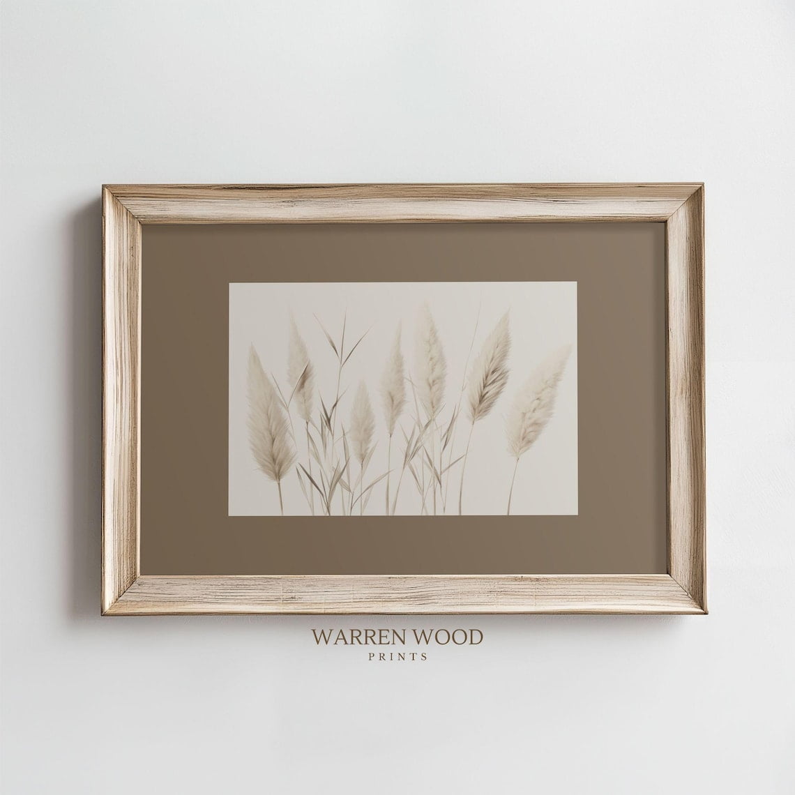 Pampas Grass Wall Art, Neutral Brown Landscape Print, Minimalist ...