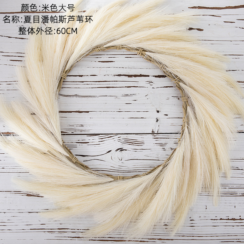 Pampas Grass Wreath Artificial Reed Garland Christmas Decor Fake Flower ...