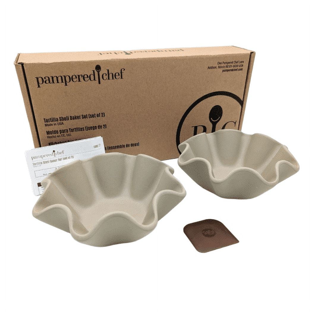 Pampered Chef Stoneware Tortilla Shell Baker Set of 2 #1386 - Walmart.com