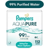 Pampers Aqua Pure Baby Wipes Unscented 99% Water Hypoallergenic Gentle ...