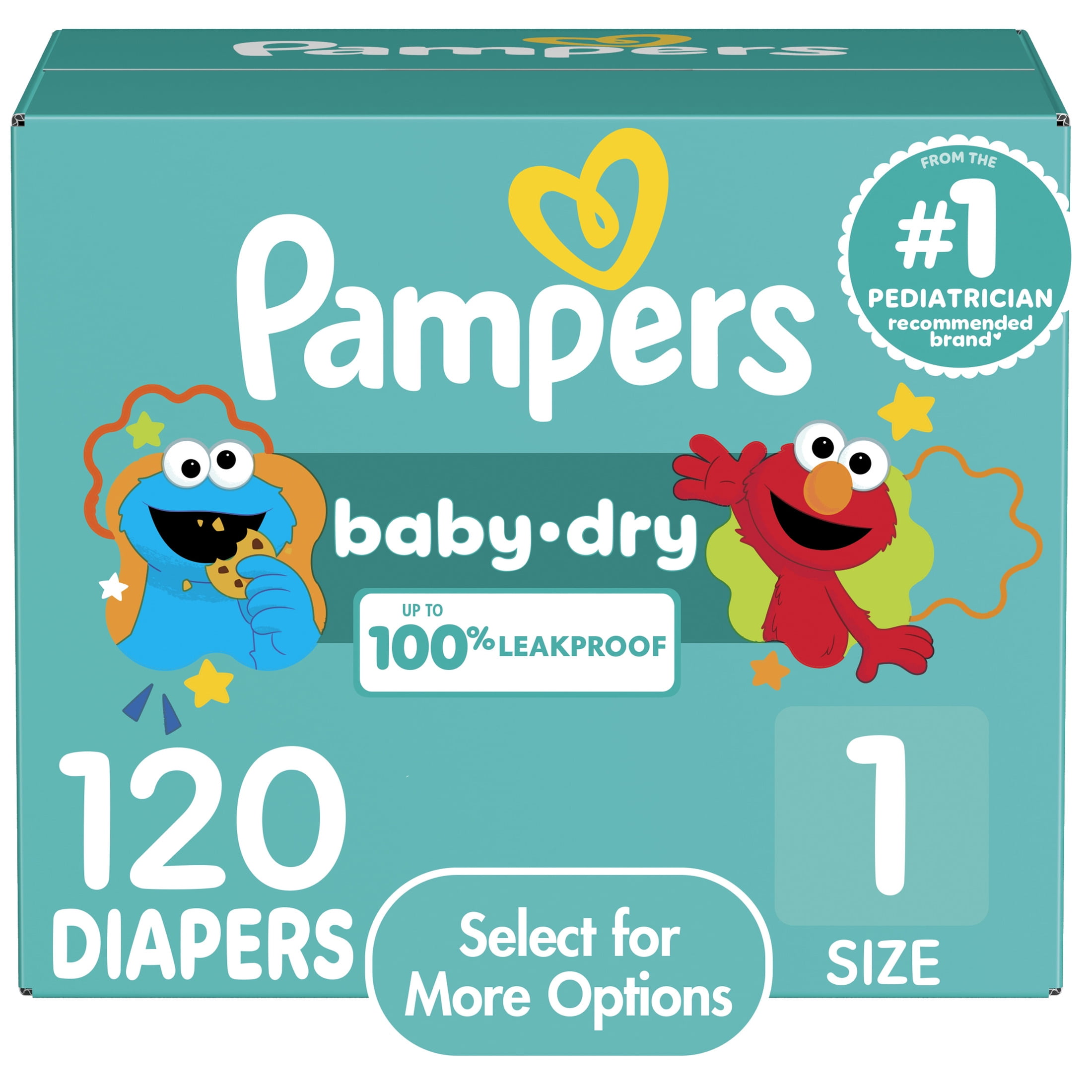Pampers Baby Dry Diapers Size 1 120 Count Leakproof Protection ...